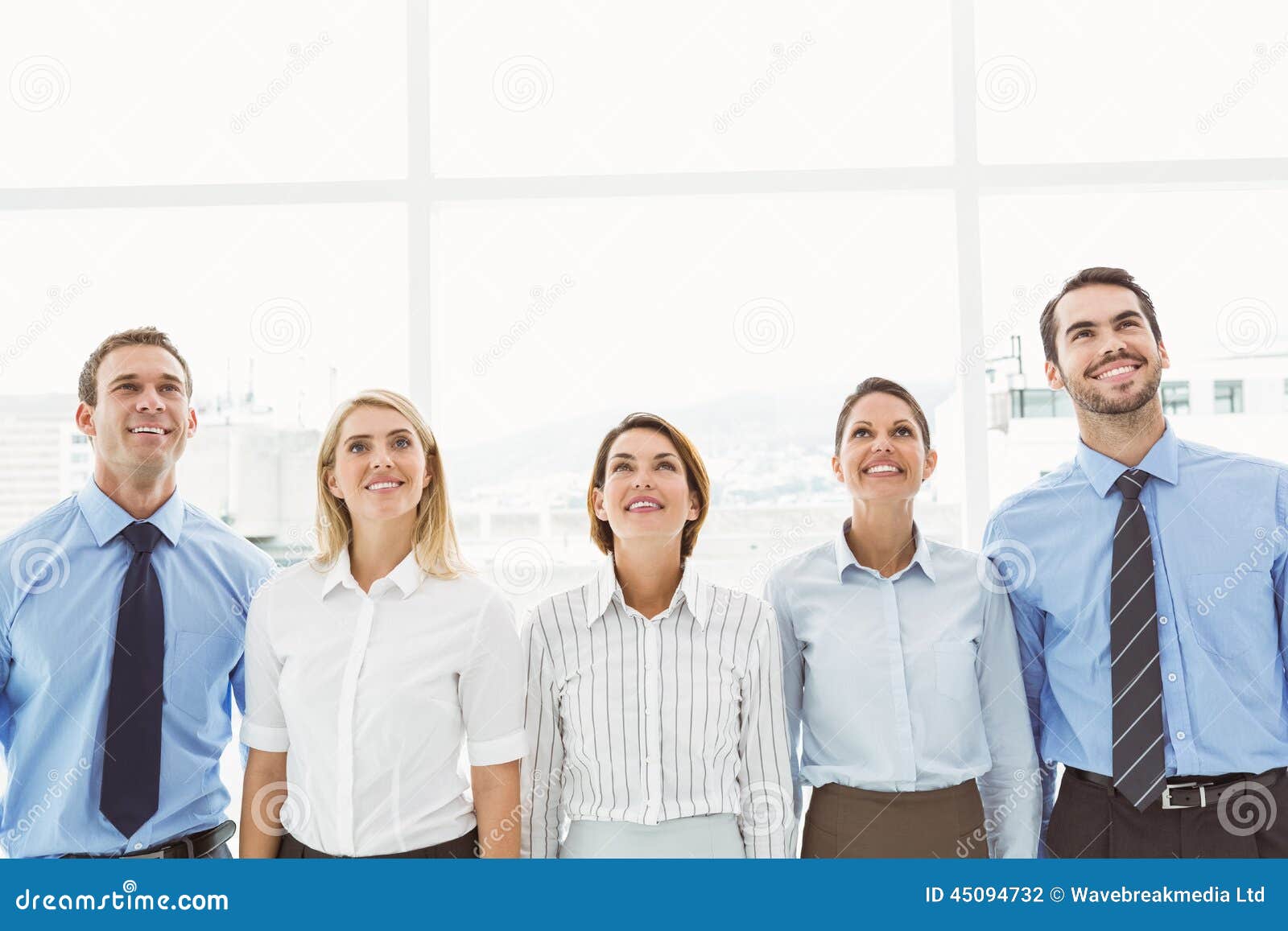 Business People Looking Up in Office Stock Photo - Image of young, five ...