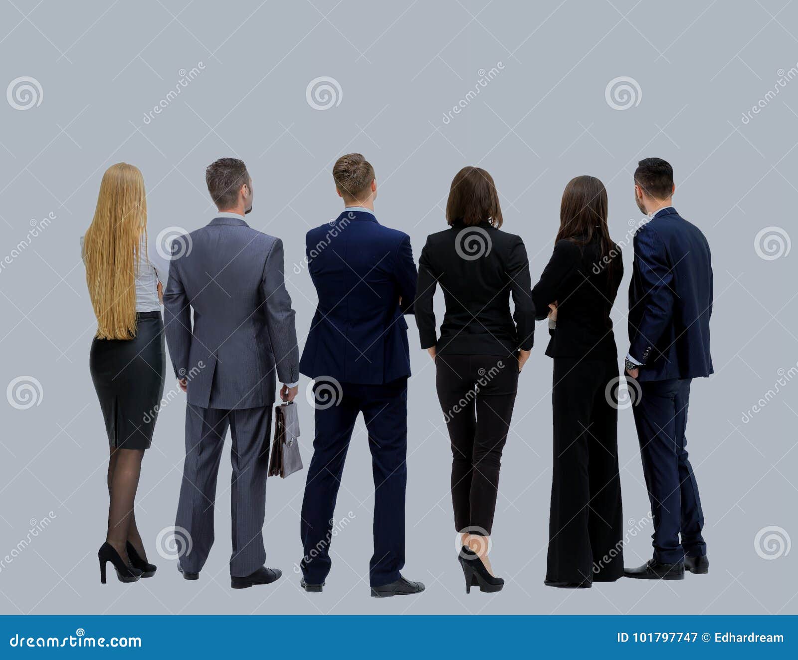 Successful Business Team Looking Upwards Standing Back Side Stock Image ...