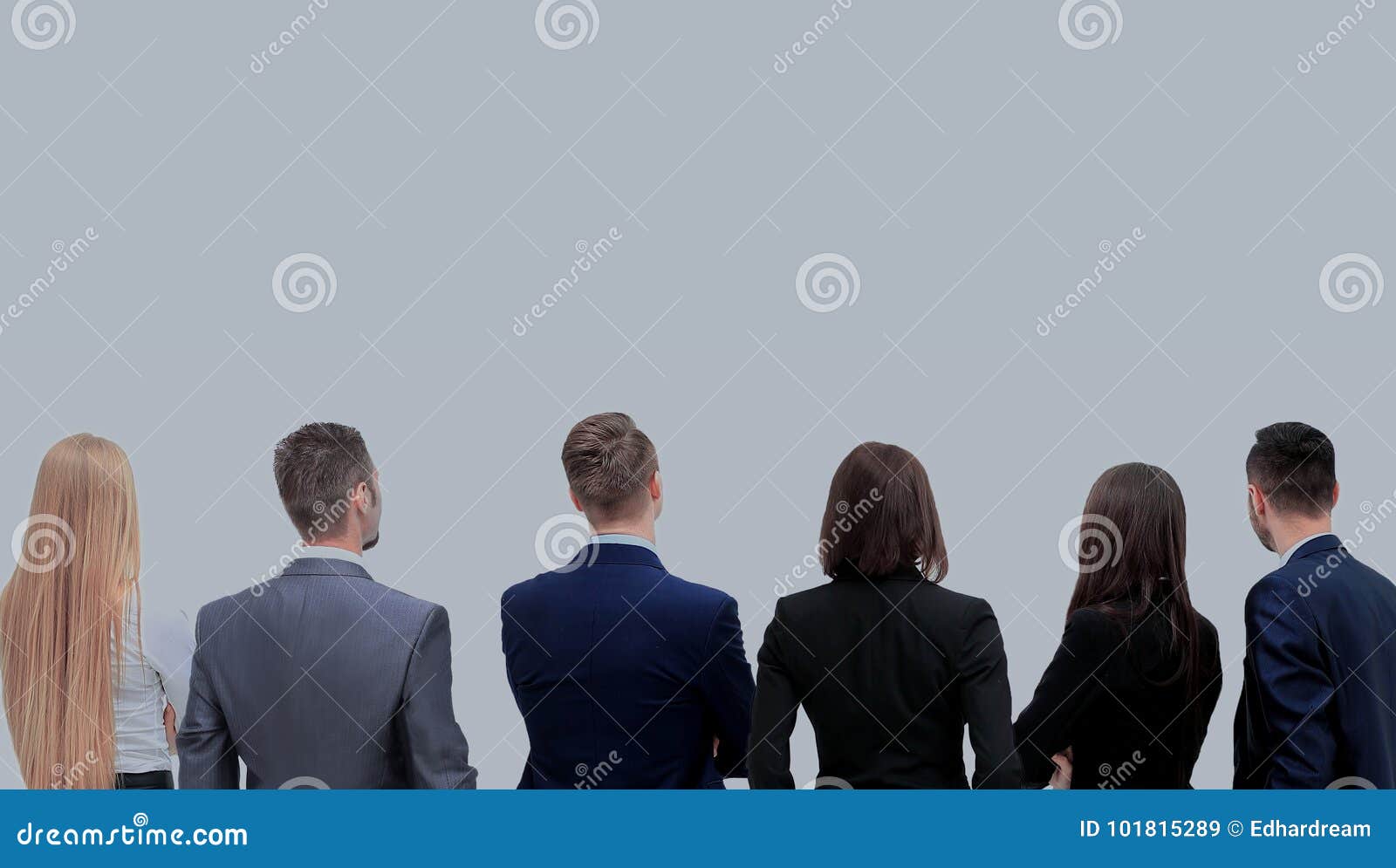 Successful Business Team Looking Upwards Standing Back Side Stock Image ...