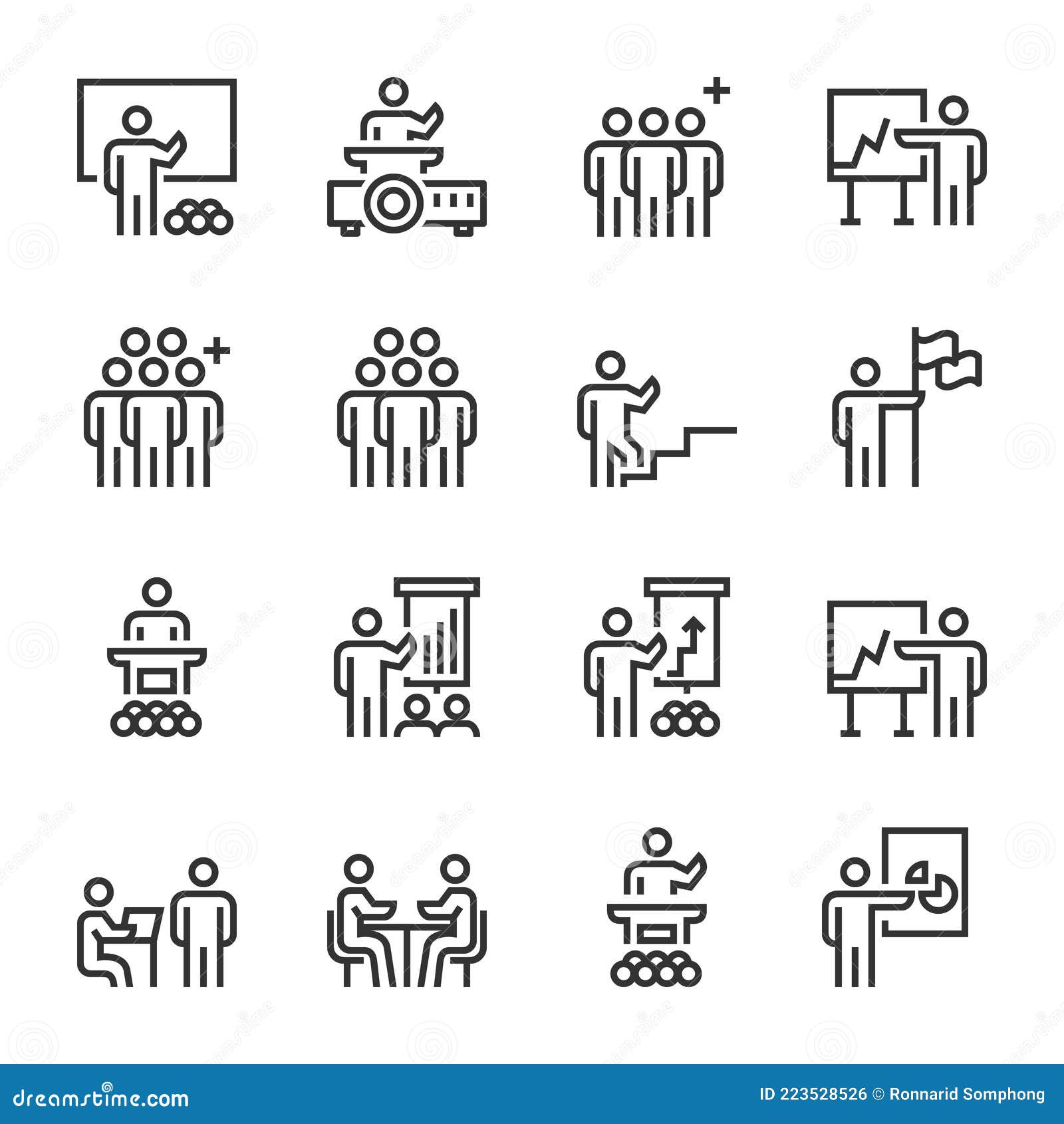 Business People Management Leader Training Icons Vector Stock Vector ...
