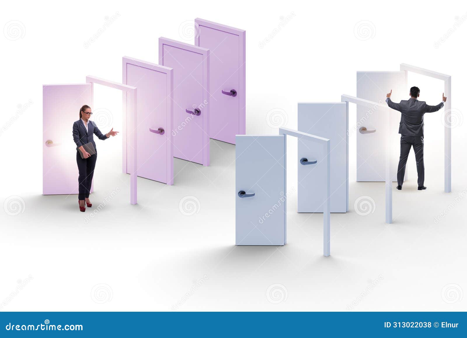 Business People and Many Doors of Opportunities Stock Photo - Image of ...