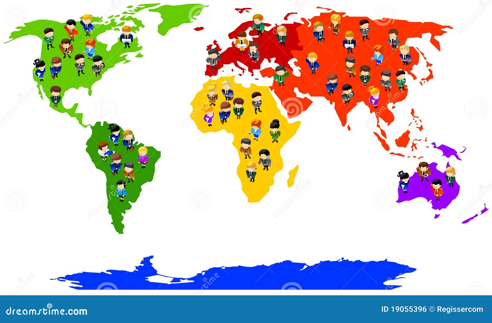 Business People on the Map of the World. Stock Illustration ...
