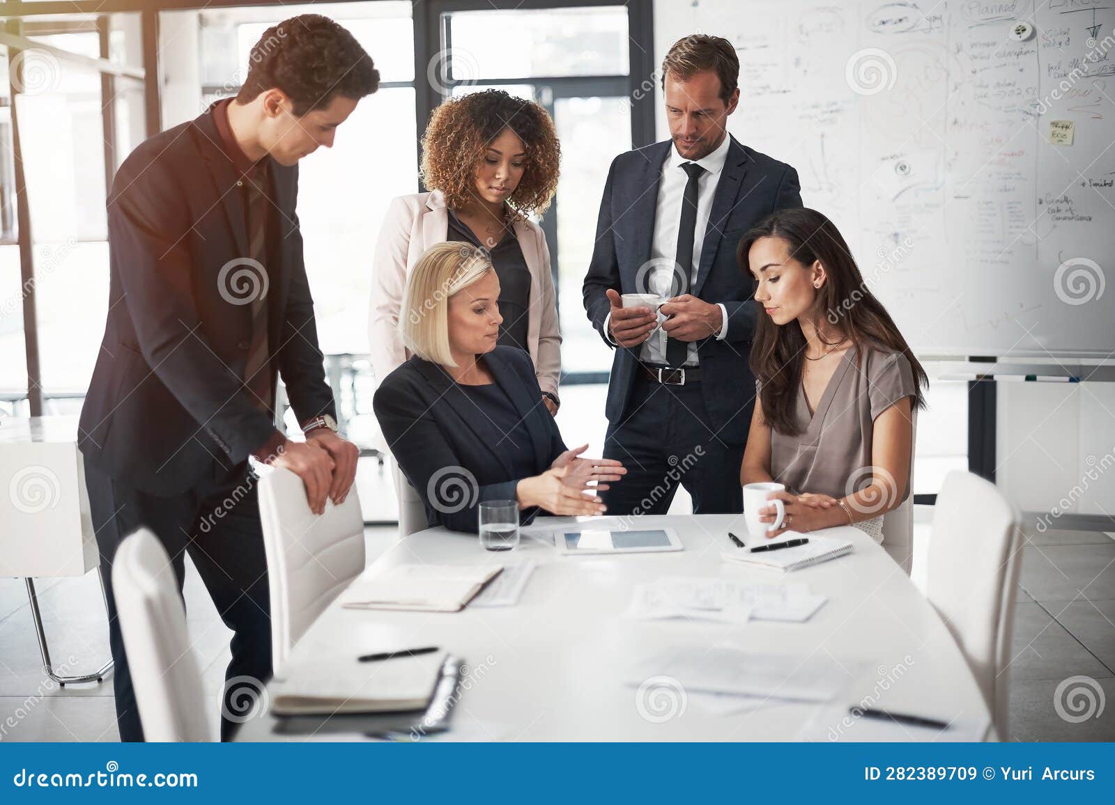 Business People, Meeting with Coffee and Planning Idea in Collaboration ...