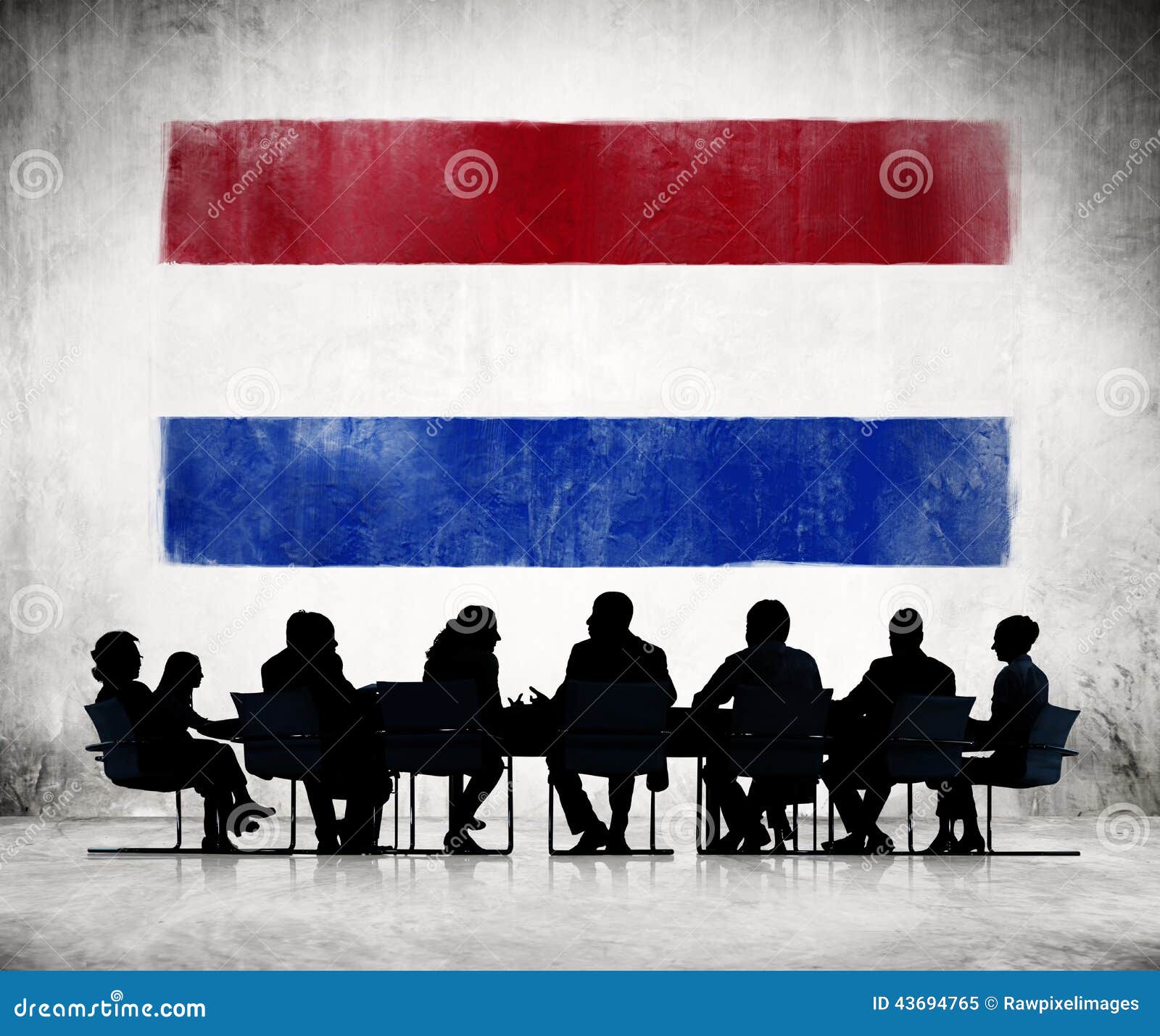 Business People in Meeting with Flag of Netherlands Stock Image - Image ...