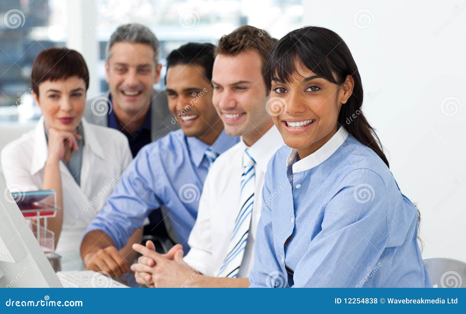 Business People Meeting in Front of a Computer Stock Photo - Image of ...