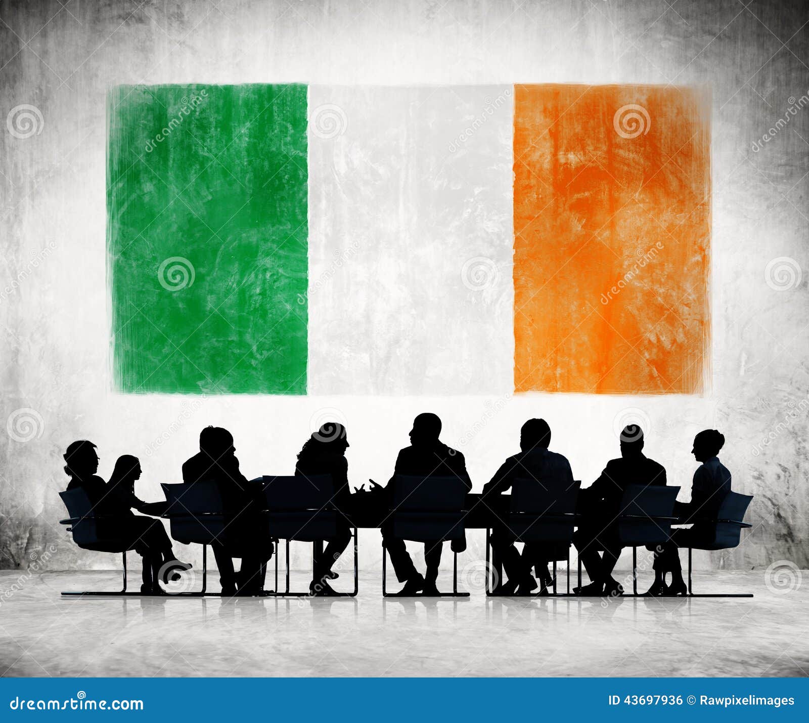 Business People in a Meeting with Irish Flag Stock Photo - Image of ...
