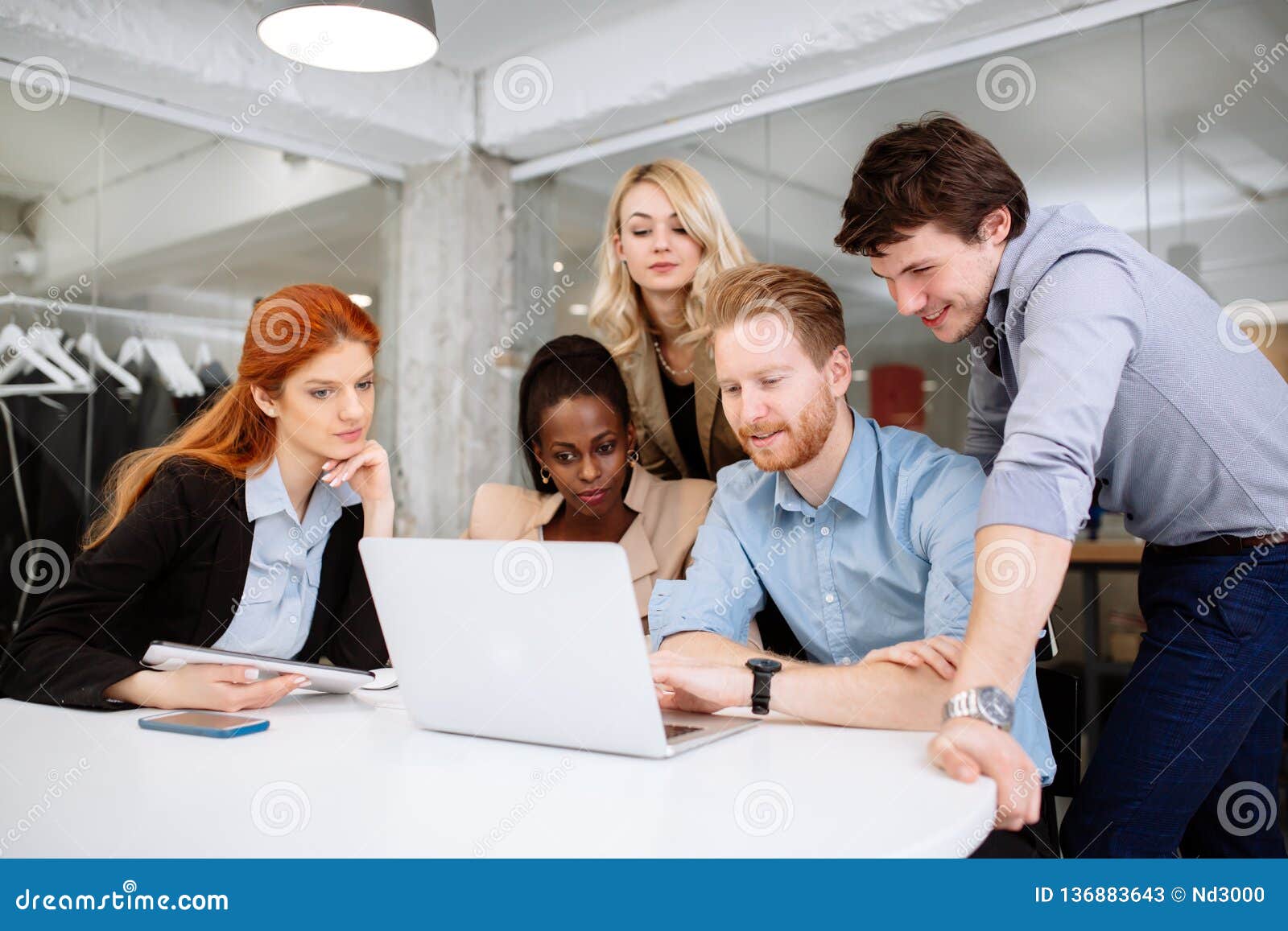 Business People Meeting at Round Table Stock Image - Image of people ...