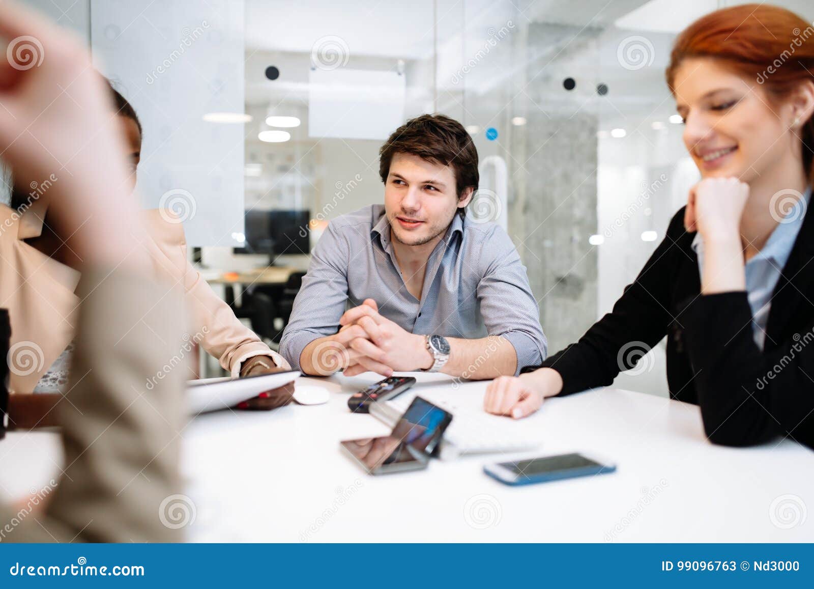 Business People Meeting at Round Table Stock Image - Image of business ...