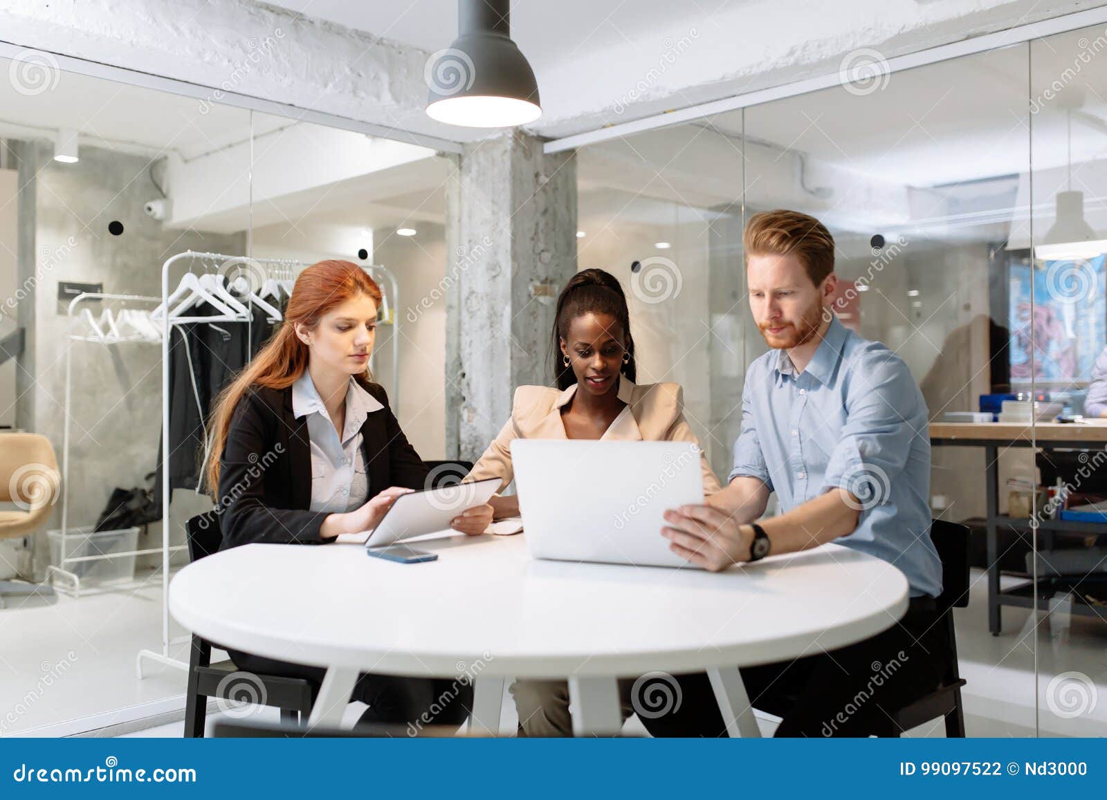 Business People Meeting at Round Table Stock Photo - Image of executive ...