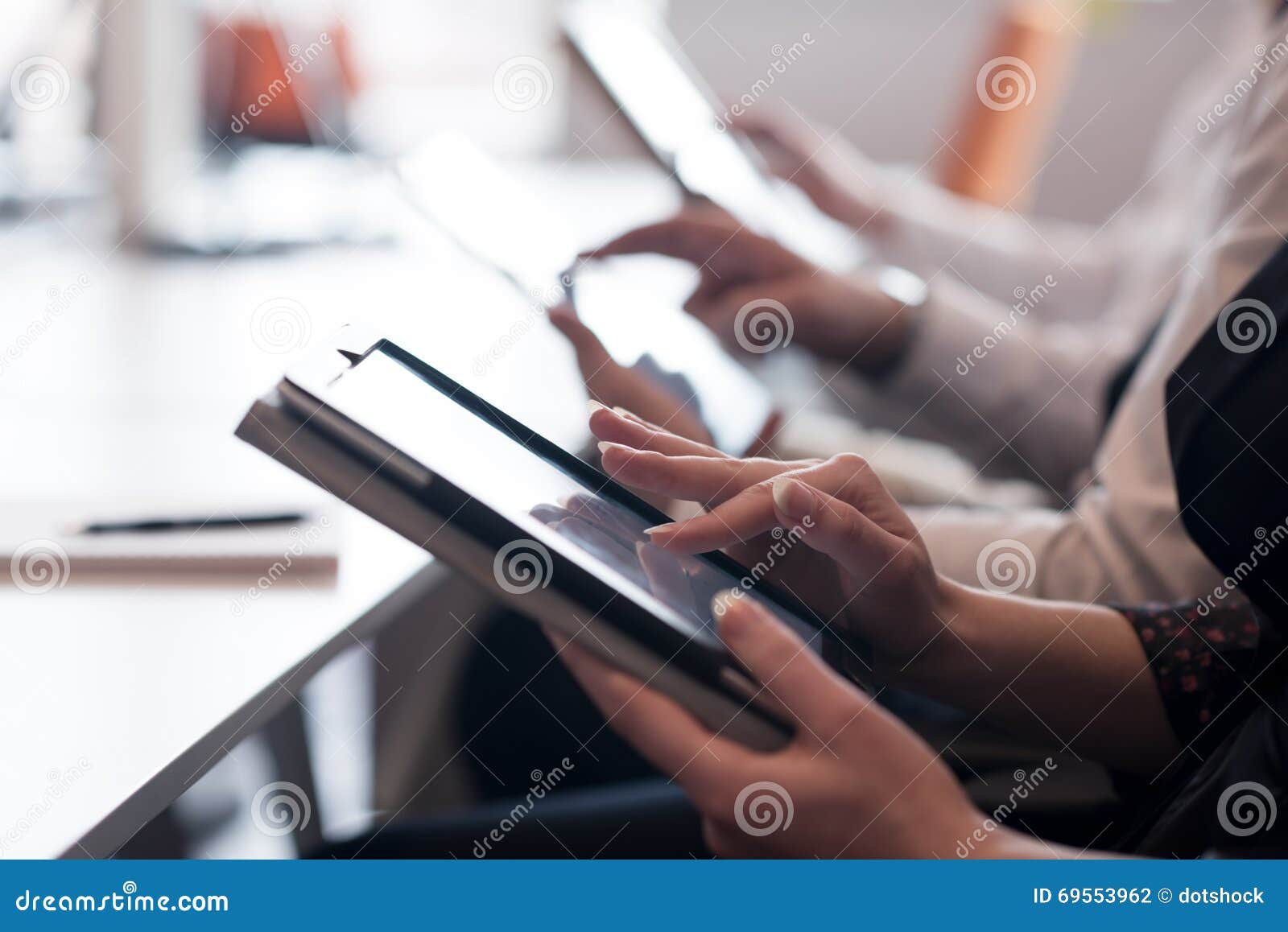 Business People on Meeting Using Tablet Stock Photo - Image of browse ...
