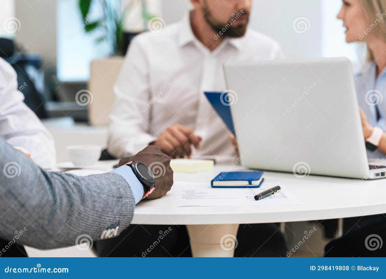 Business People during Meeting Working at the Round Table Stock Photo ...