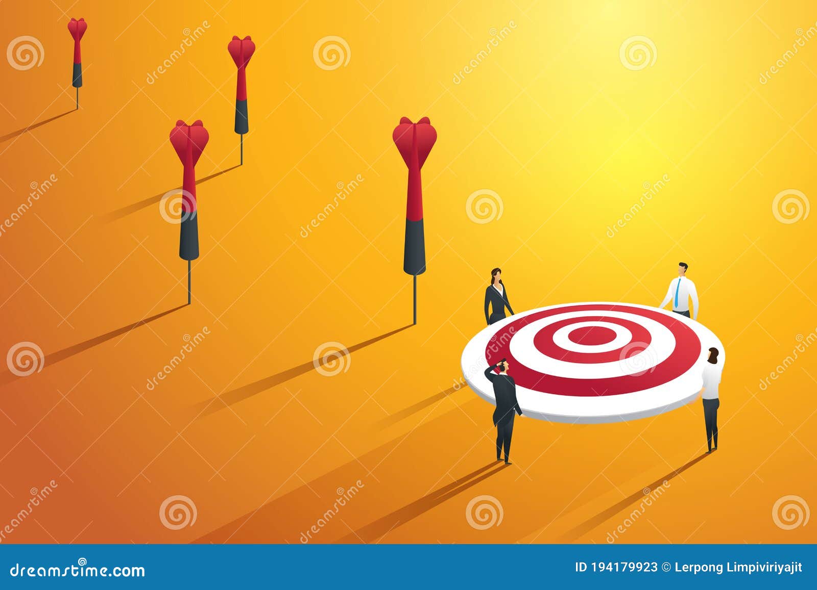 Business People Missing the Target and Not Success. Illustration Stock ...