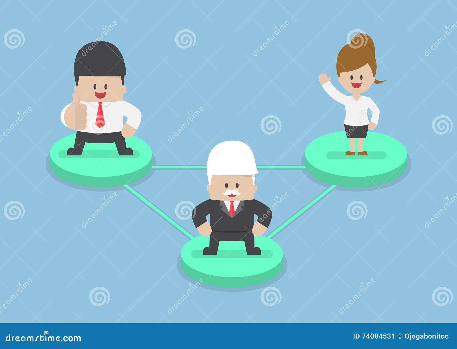 Business People on Node Connected by Network Lines Stock Vector ...
