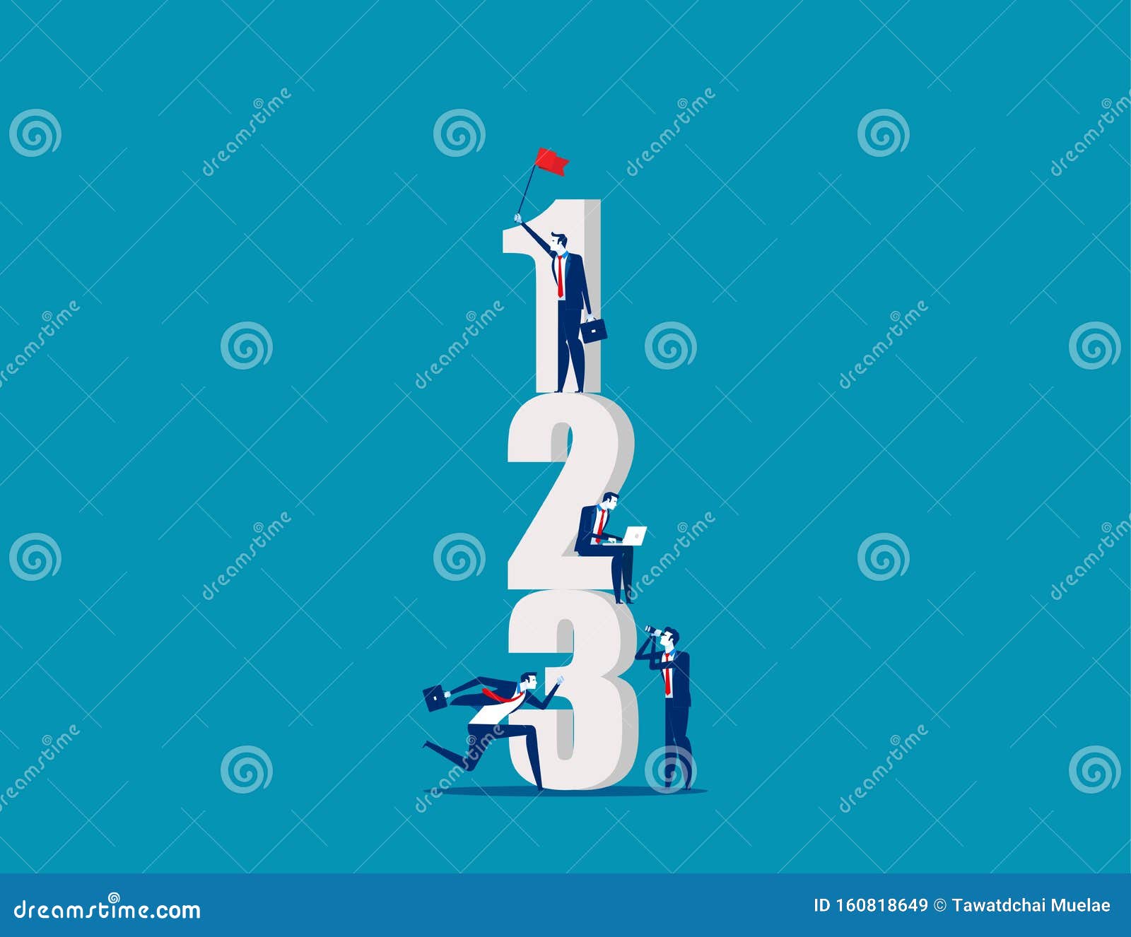 Business People with Number. Concept Business Vector, Working, Number ...