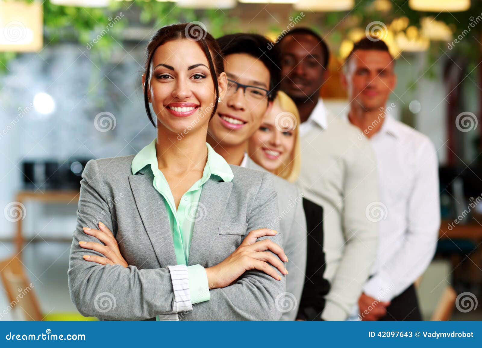 Group Business People Smiling Office Lined Up Stock Photos - Free ...