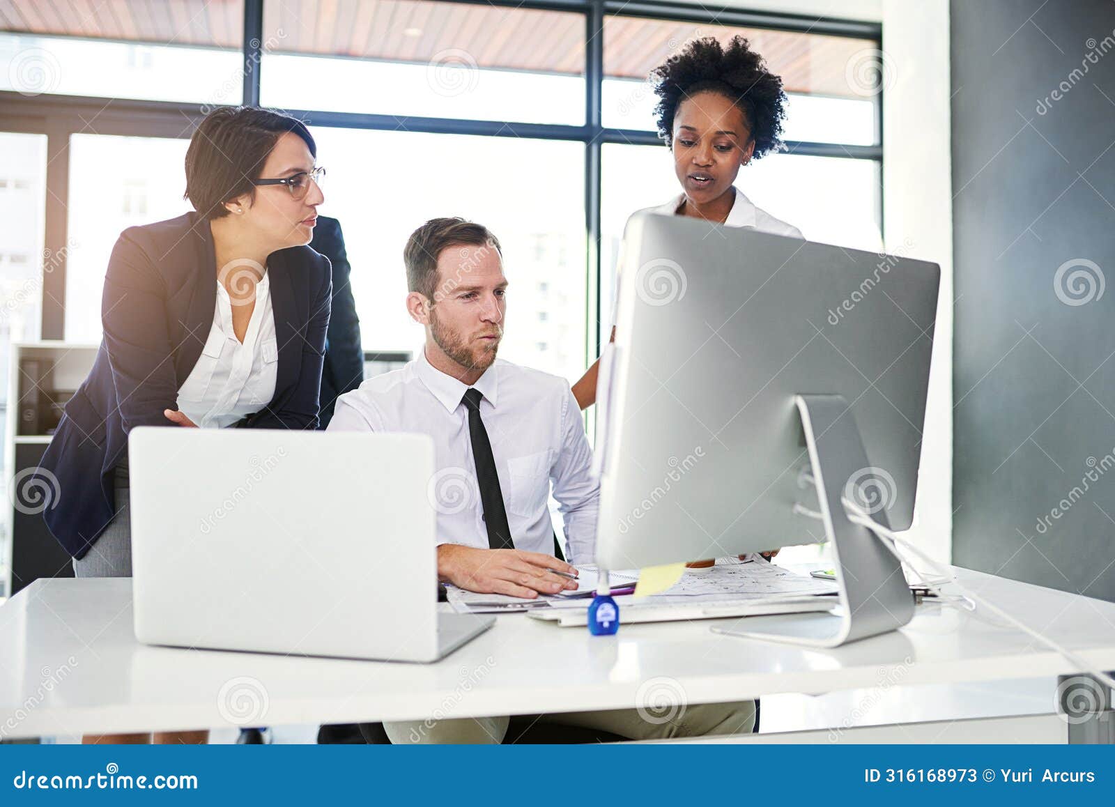 Business, People and Office with Technology for Teamwork, Collaboration ...