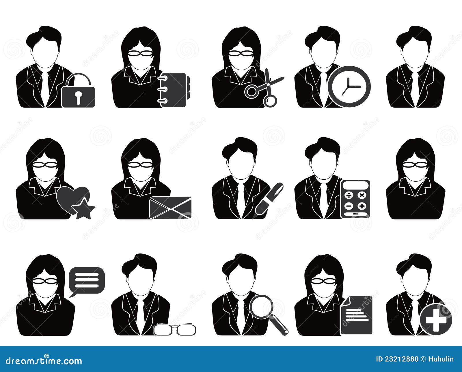 Business People with Office Tools Icon Stock Vector - Illustration of ...