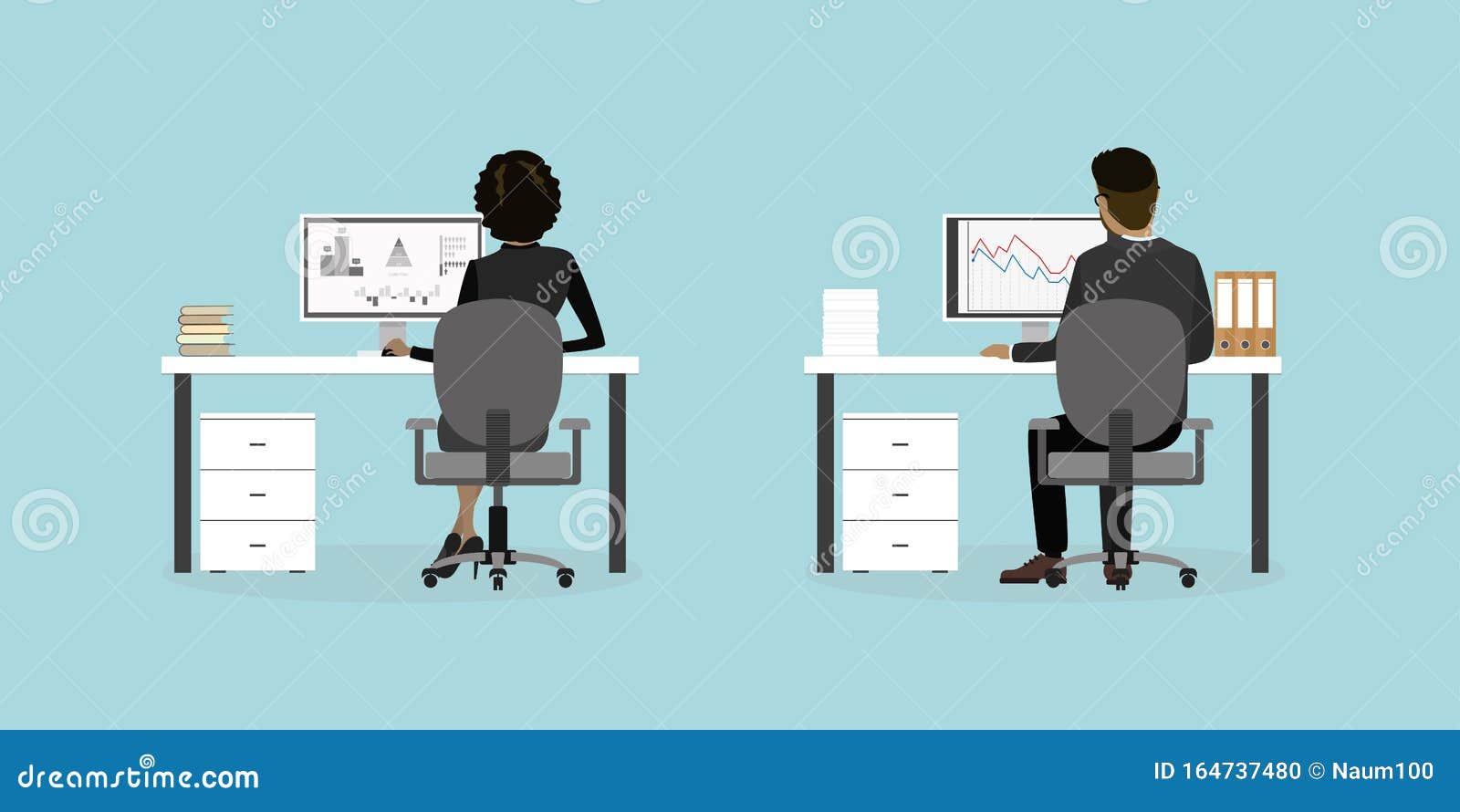 Business People or Office Workers on the Workplace Back View Stock ...