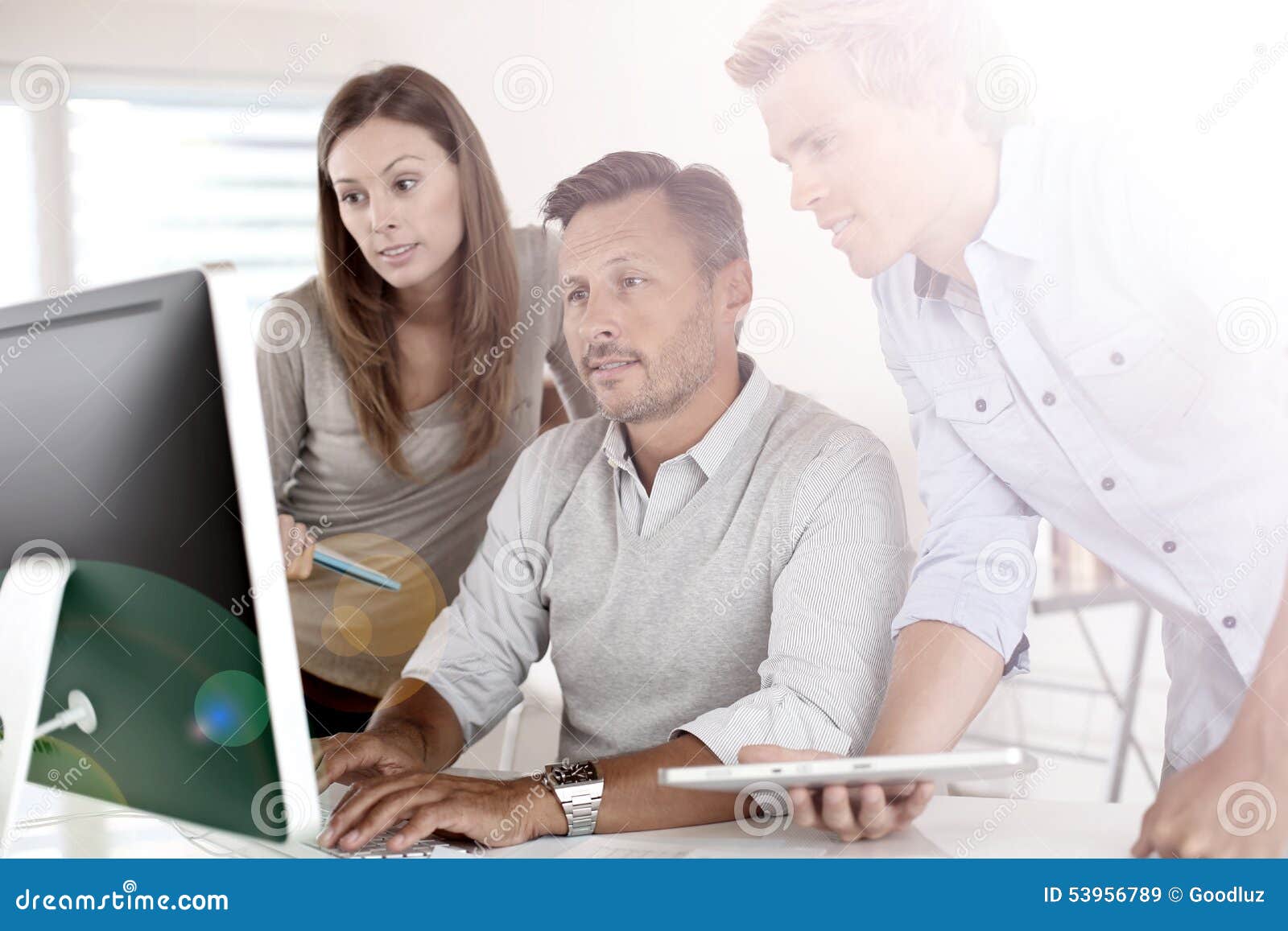 Business People at Office Working on Computer Stock Image - Image of ...