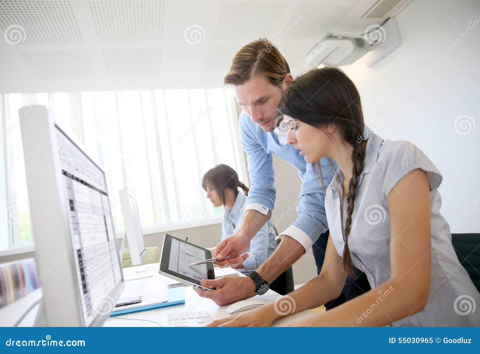Business People at Office Working on Computer Stock Image - Image of ...