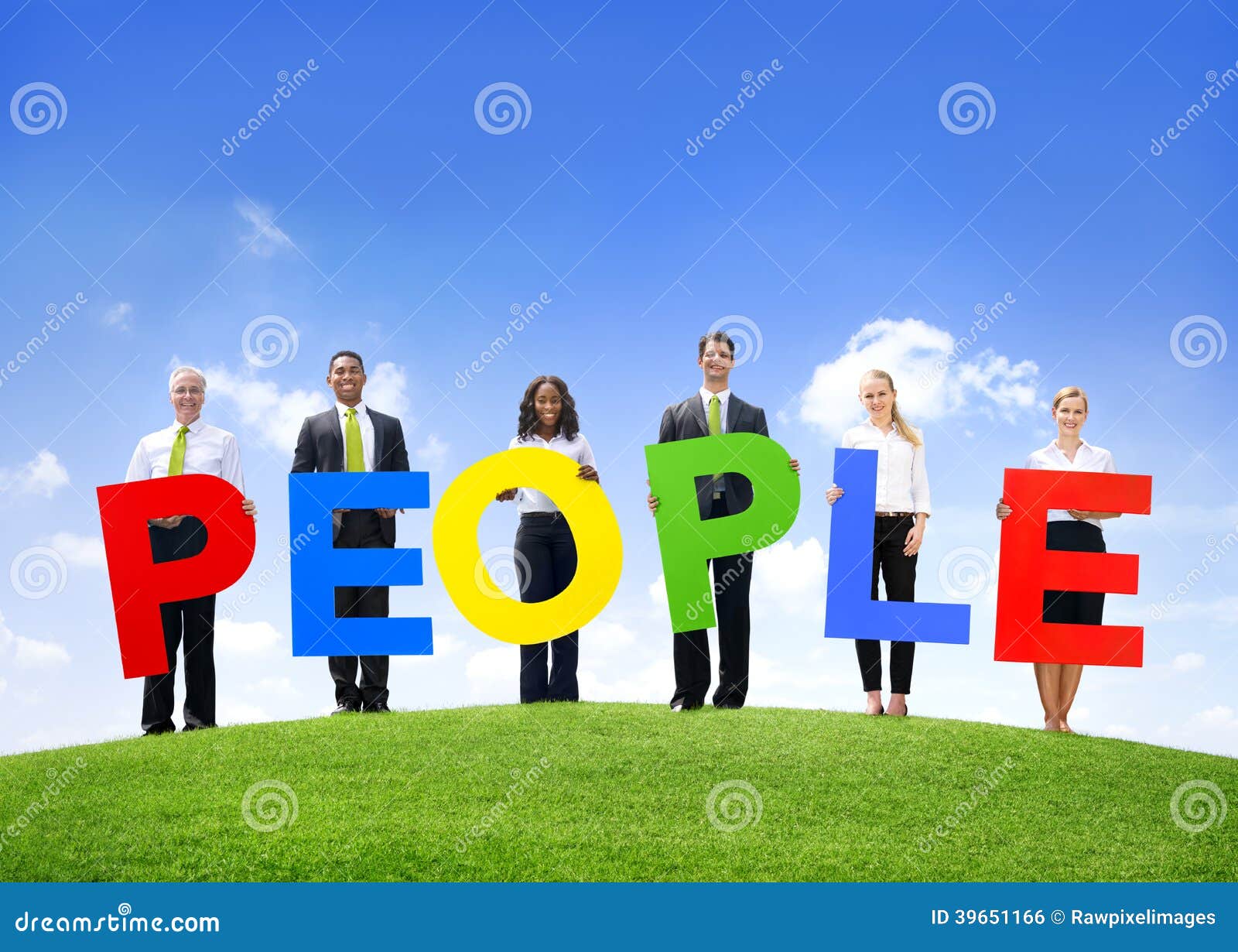 Business People Outdoors Holding the Text People Stock Photo - Image of ...