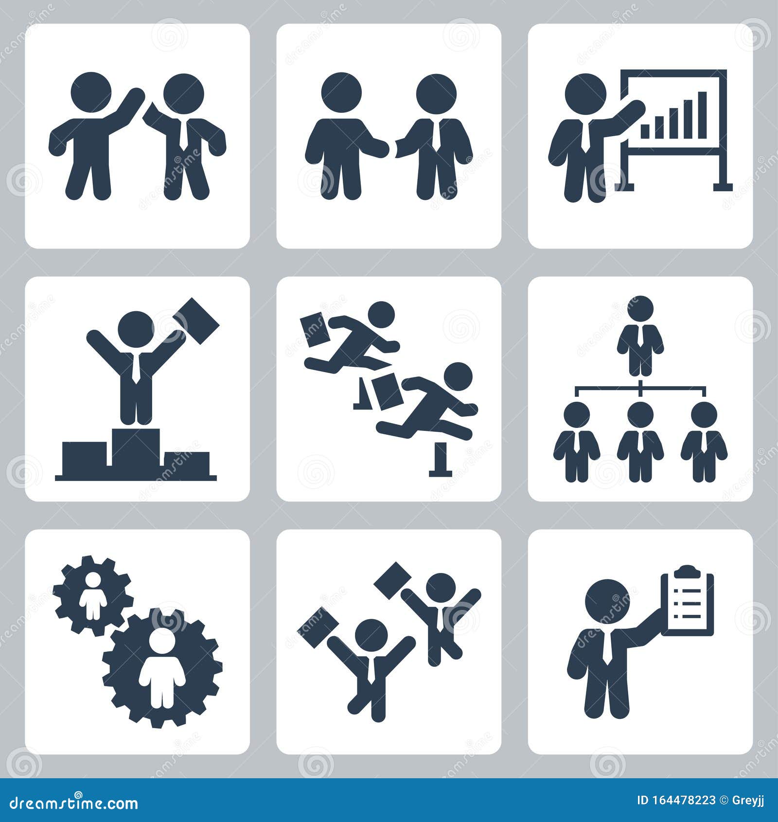 Business People, Partnership and Competition Icon Set Stock Vector ...