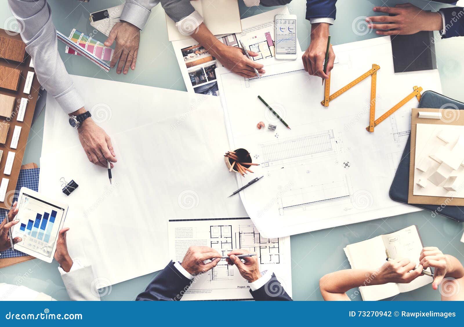 Business People Planning Blueprint Architecture Concept Stock Photo ...