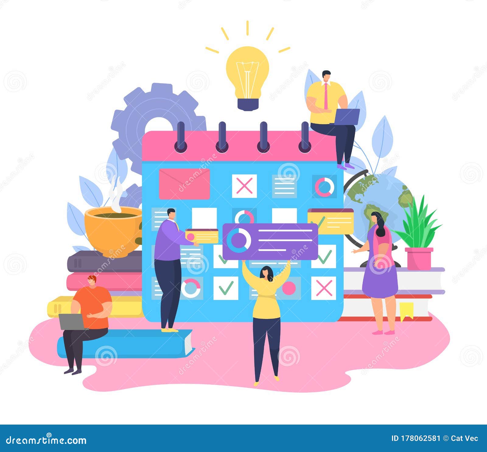 Business People Planning Vector Illustration, Cartoon Tiny People ... Business People Planning Vector Illustration, Cartoon Tiny People ...