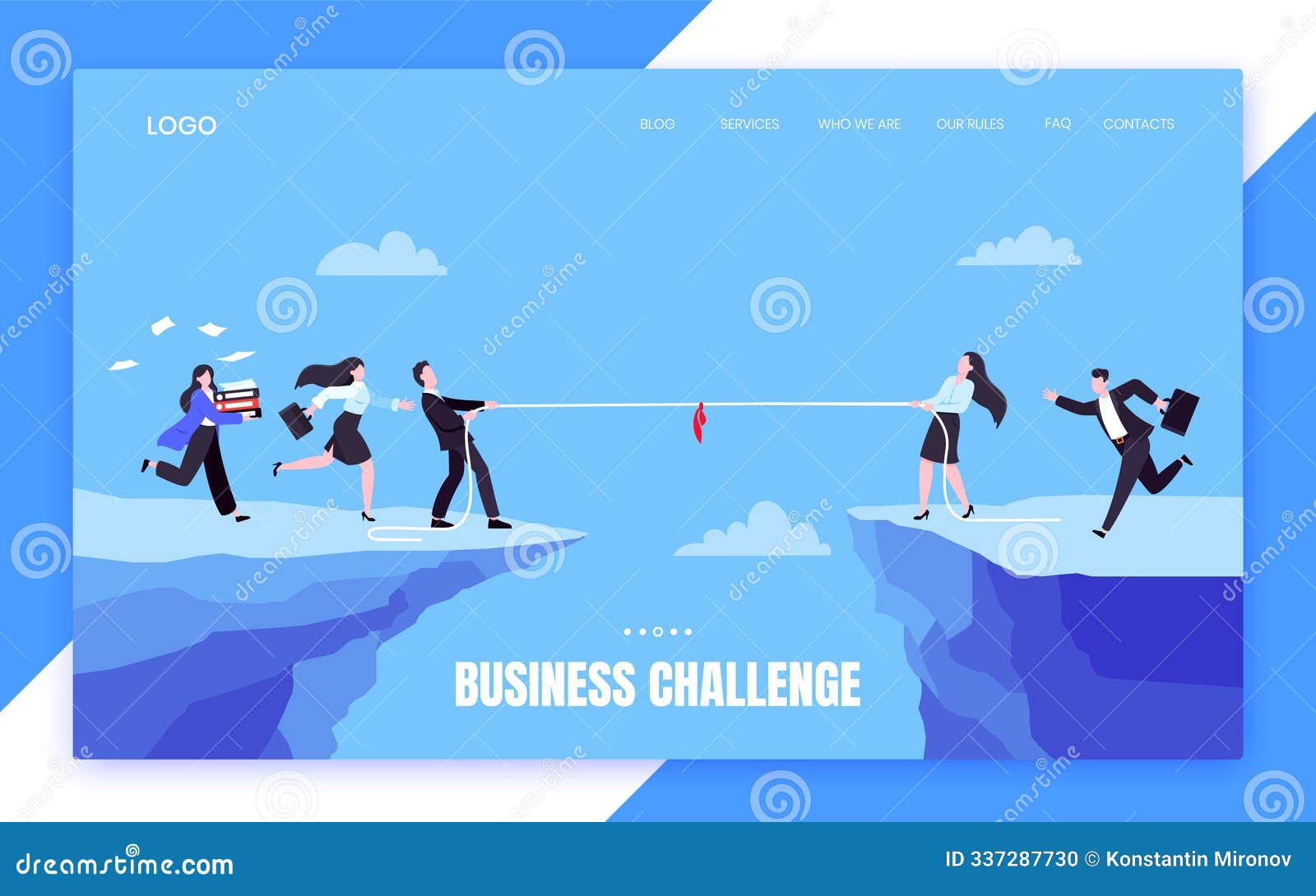 Business People Play Tug of War by Pulling the Rope. Stock Illustration ...