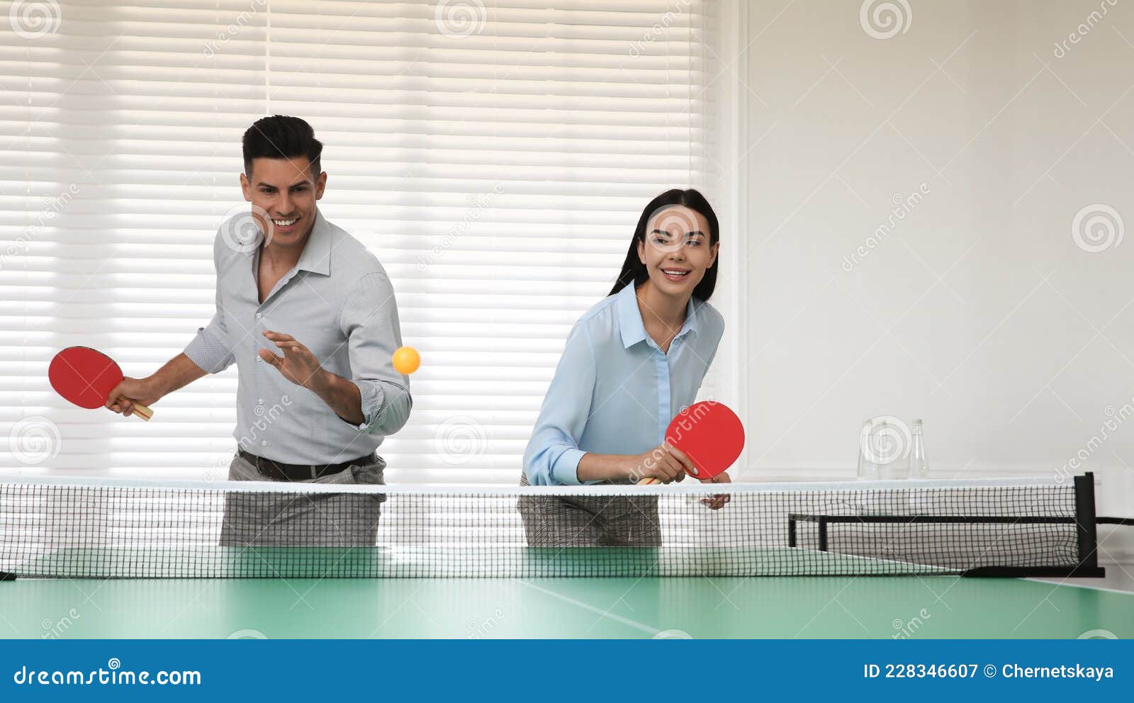 Business People Playing Ping Pong in Office Stock Image - Image of ...