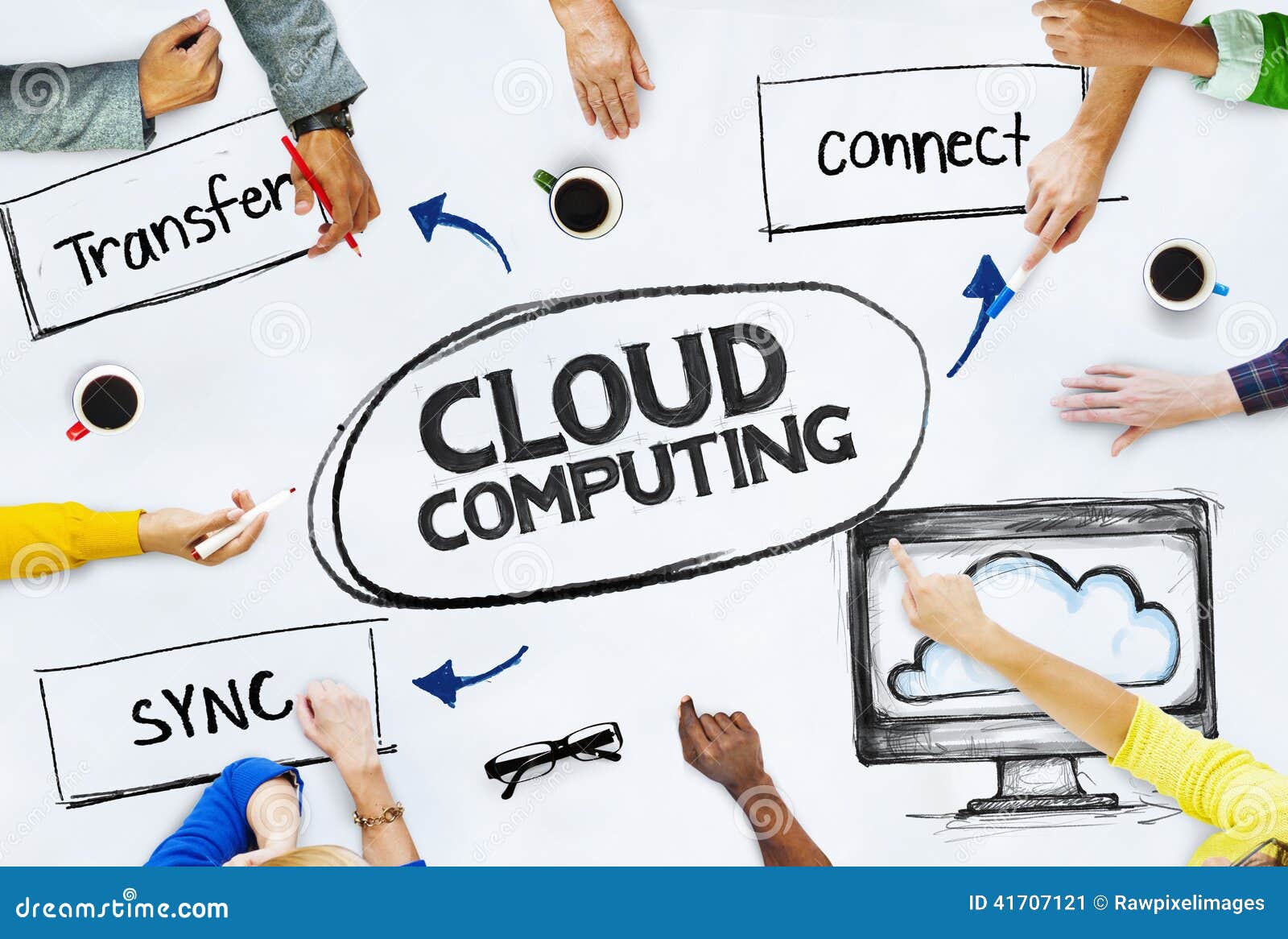 Business People Pointing To Cloud Computing Concepts Stock Image ...