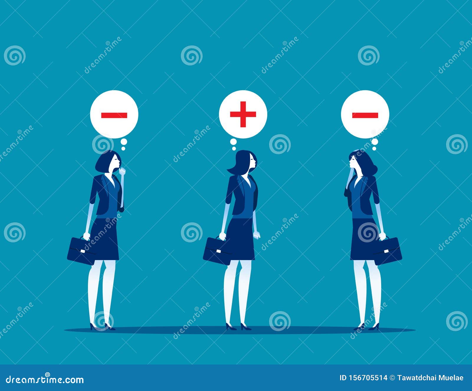 Business People with Positive and Negative Thinking, Flat Business ...