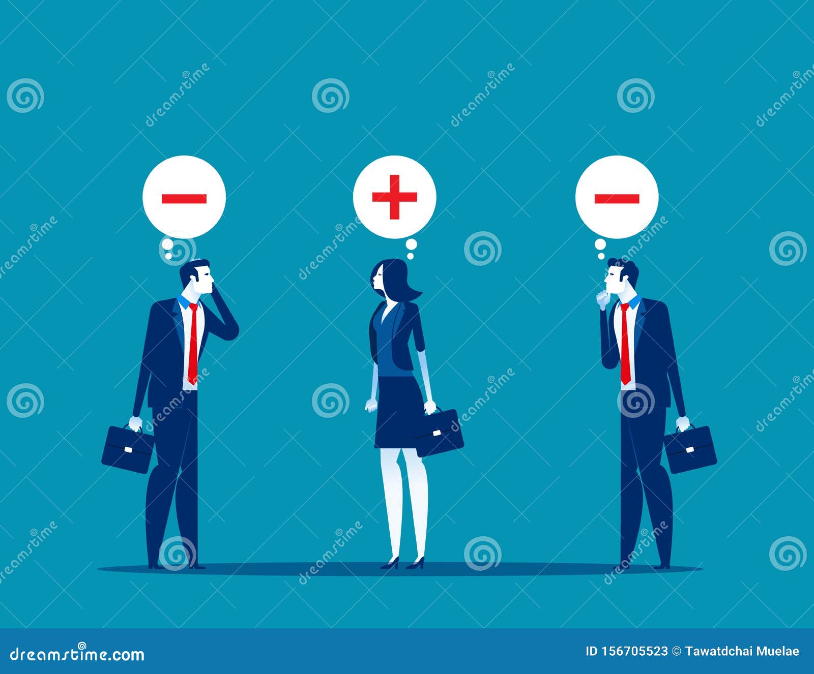 Business People with Positive and Negative Thinking, Flat Business ...