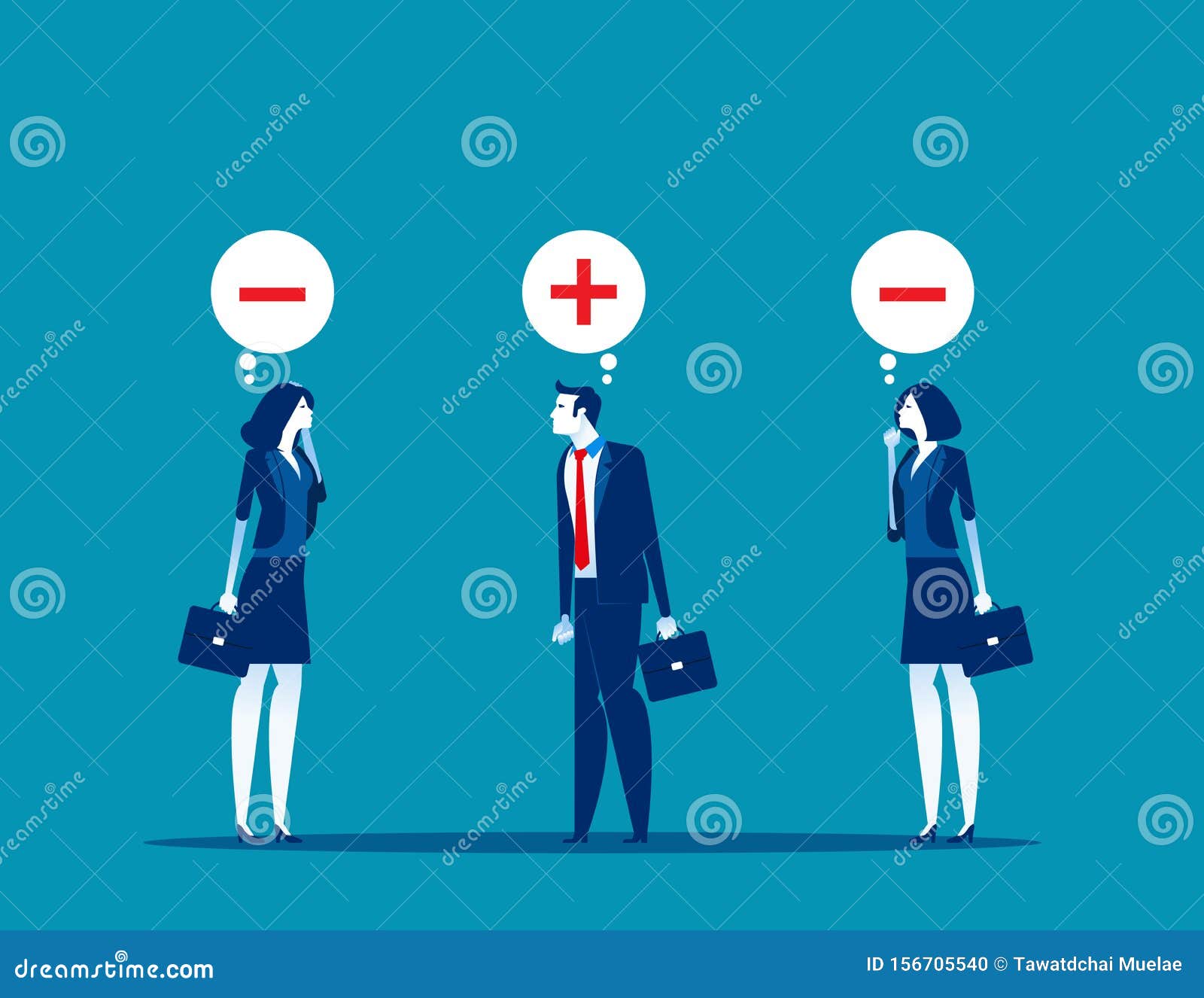 Business People with Positive and Negative Thinking, Flat Business ...
