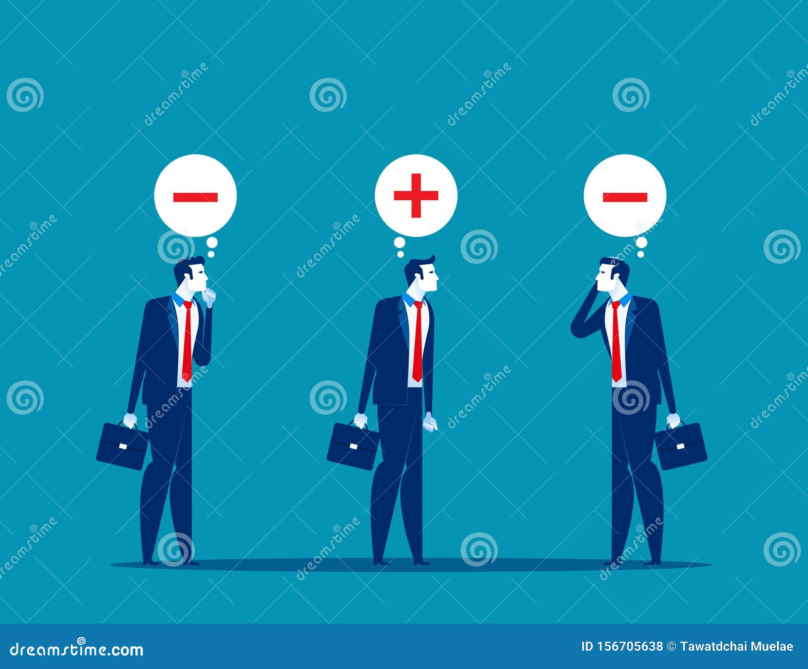 Business People with Positive and Negative Thinking, Flat Business ...