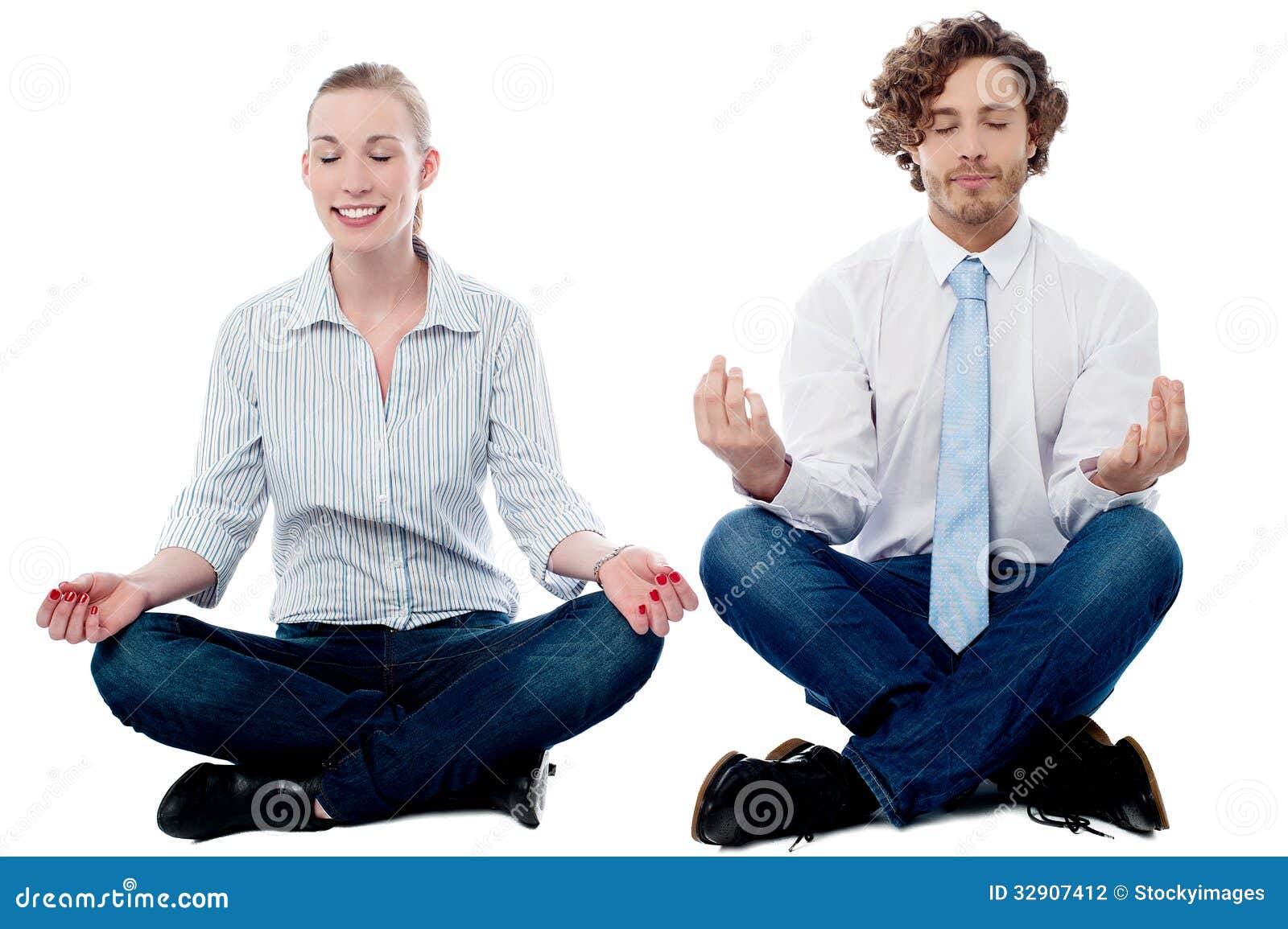 Business People Practicing Meditation Stock Photo - Image of meditation ...