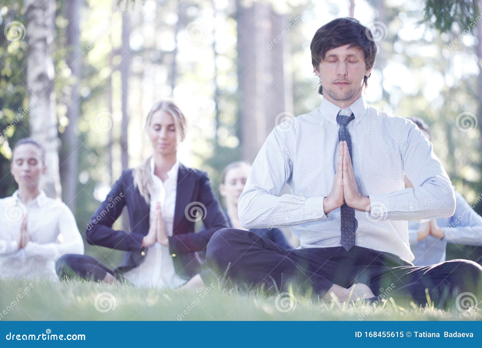 Business People Practicing Yoga Stock Image - Image of businessman ...