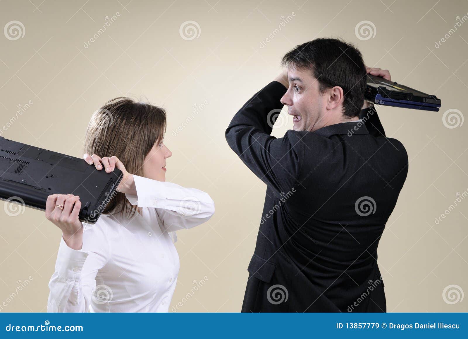 Business People Preparing To Fight with Laptops Stock Image - Image of ...
