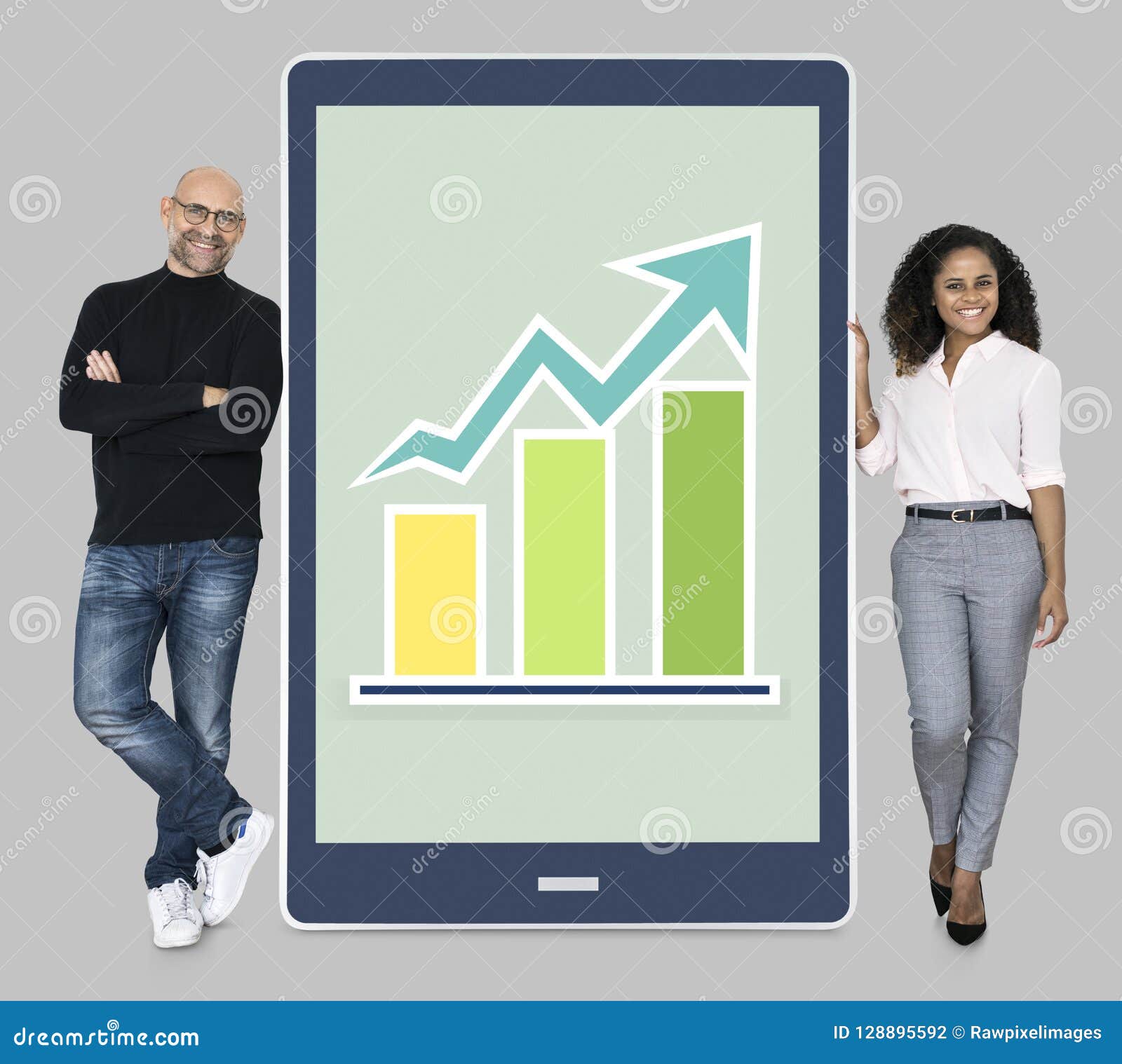Business People Presenting a Bar Chart Stock Photo - Image of profit ...