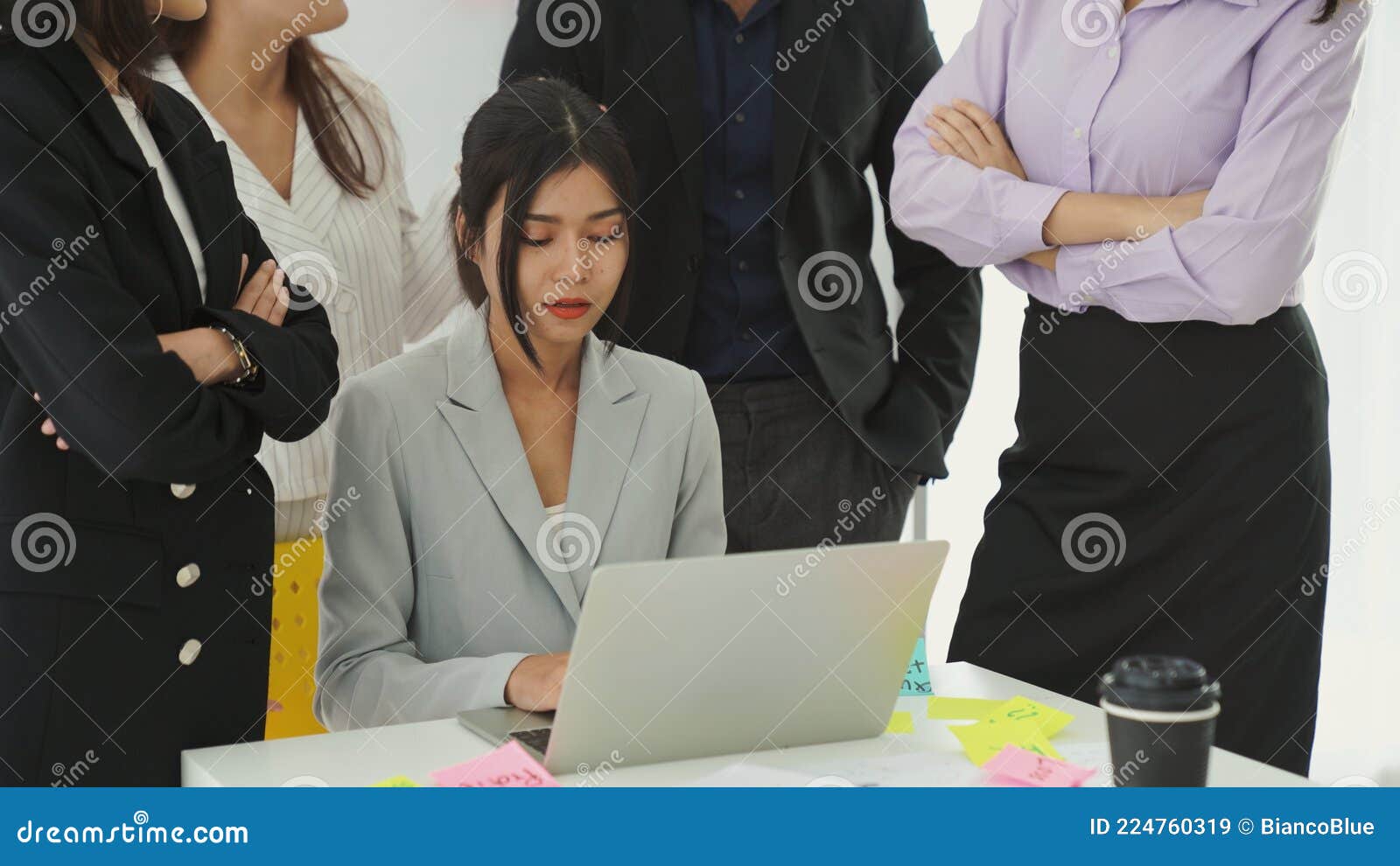 Business People Proficiently Discuss Work Project on Computer Stock ...