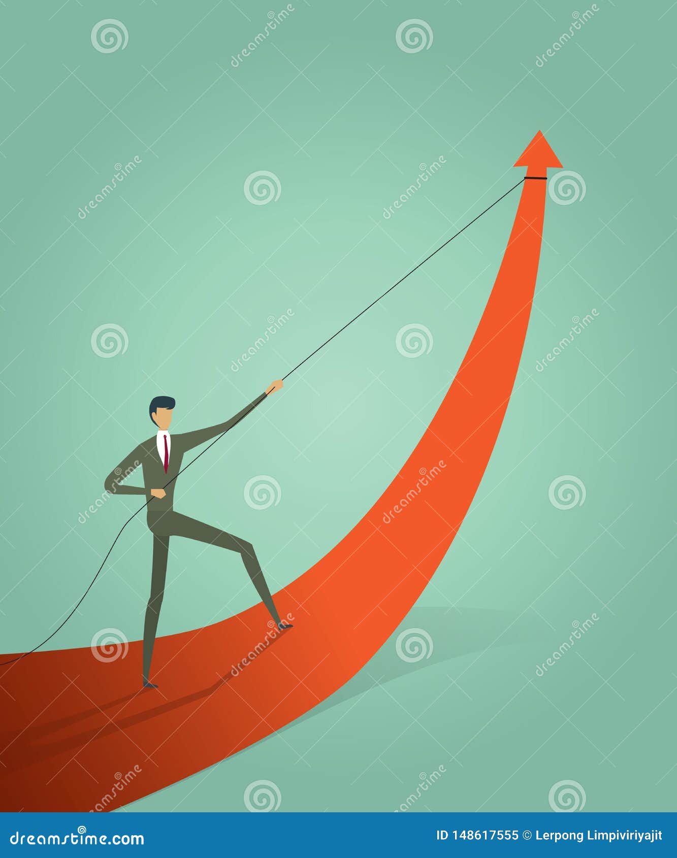 Business People Pulling Arrow Graph Go Path To Goal or Target, Symbol ...