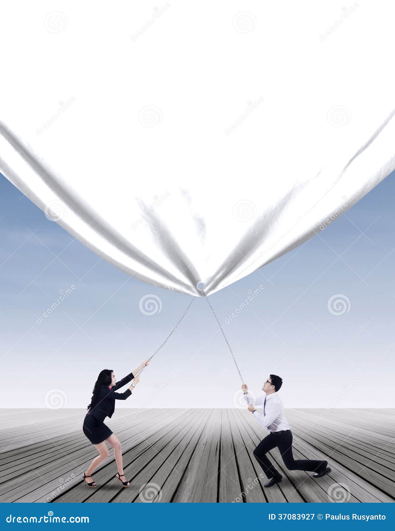 Business People Pulling Empty Banner Stock Image - Image of large ...