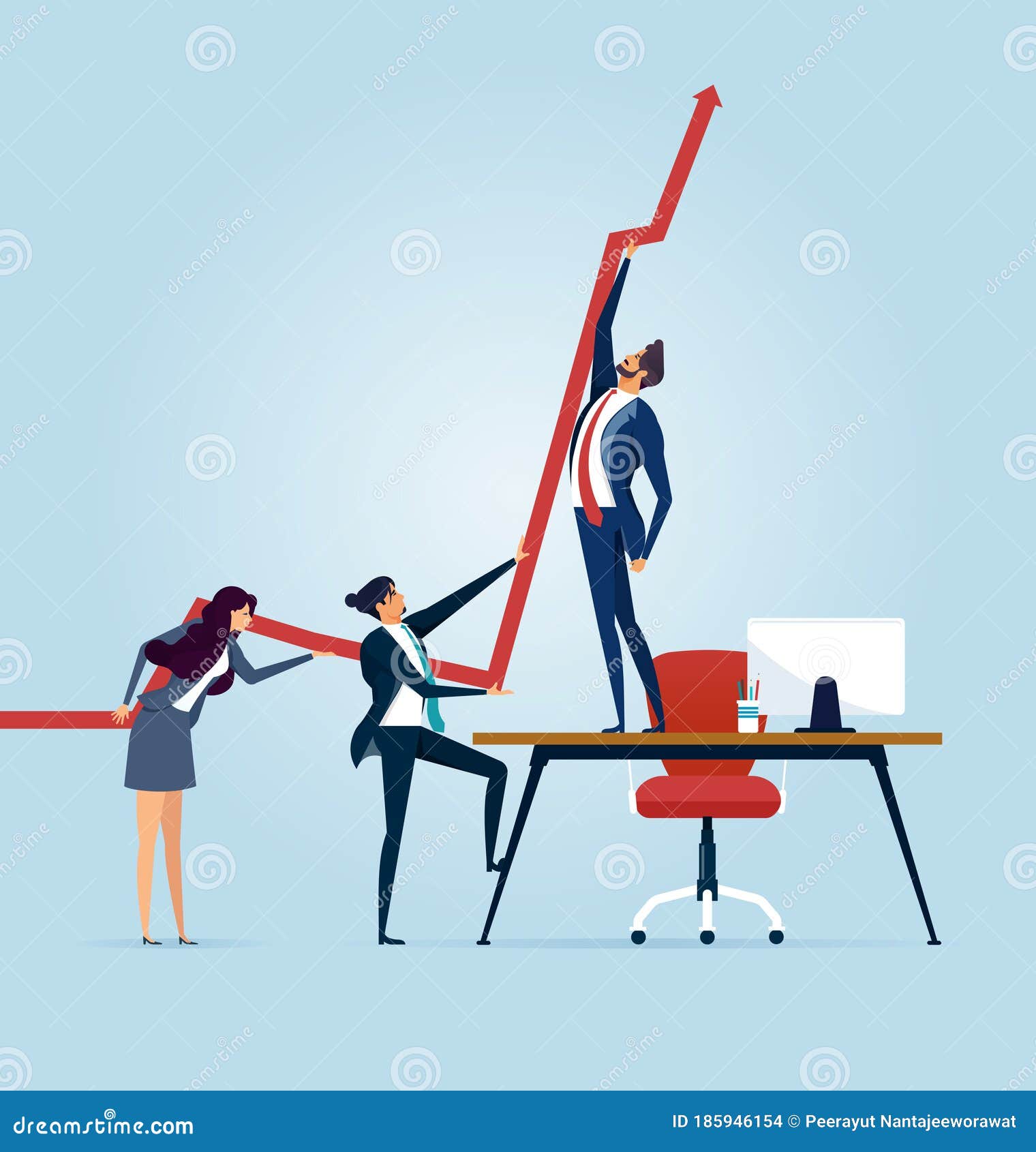 People Pushing Together TEAM Blue Stock Photography | CartoonDealer.com ...