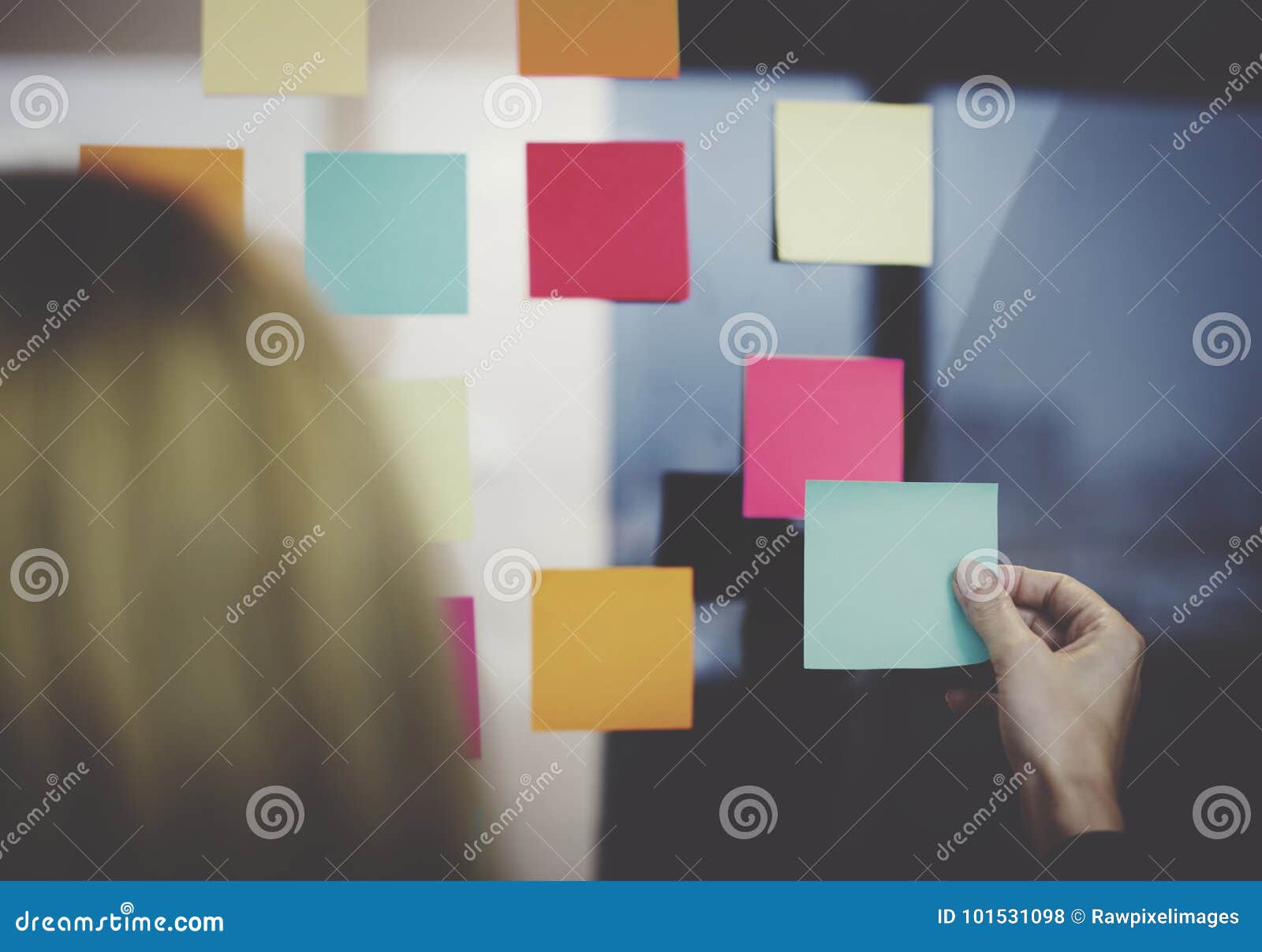 Business People Put on Sticky Note Stock Photo - Image of african ...
