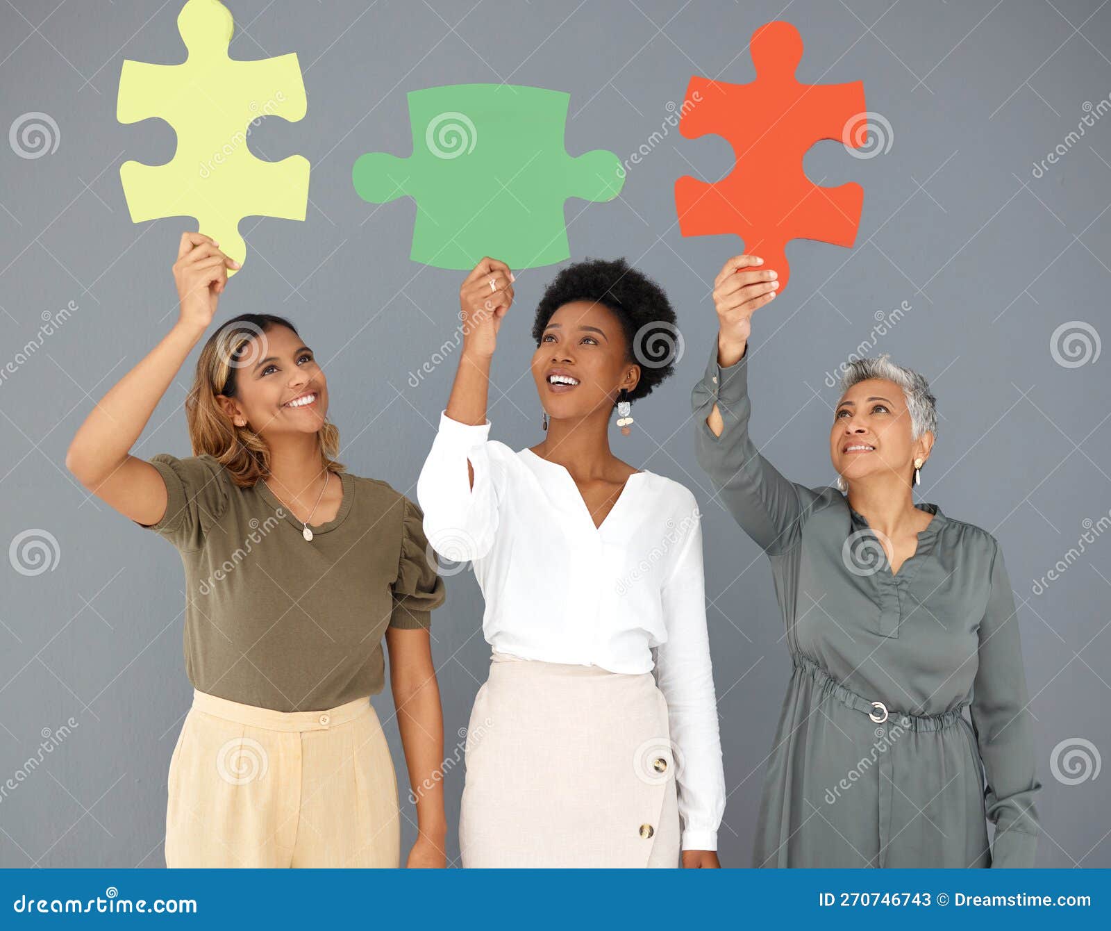 Business People, Puzzle Pieces and Synergy, Connection and Smile with ...