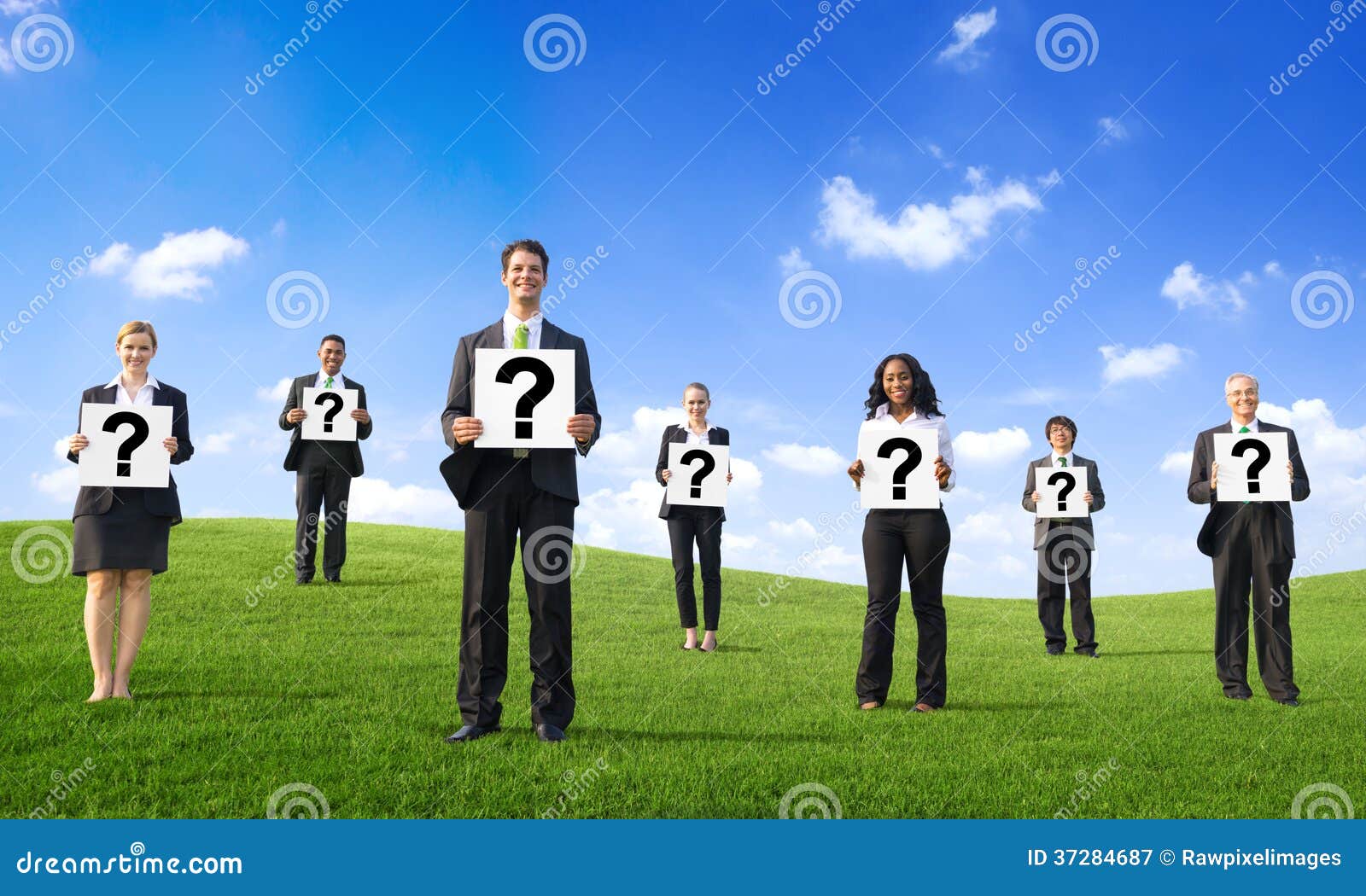 Business People with Question Marks Stock Image - Image of green ...