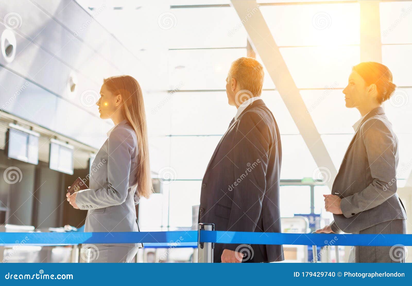 Business People Queueing for Check in at Airport Stock Photo - Image of ...