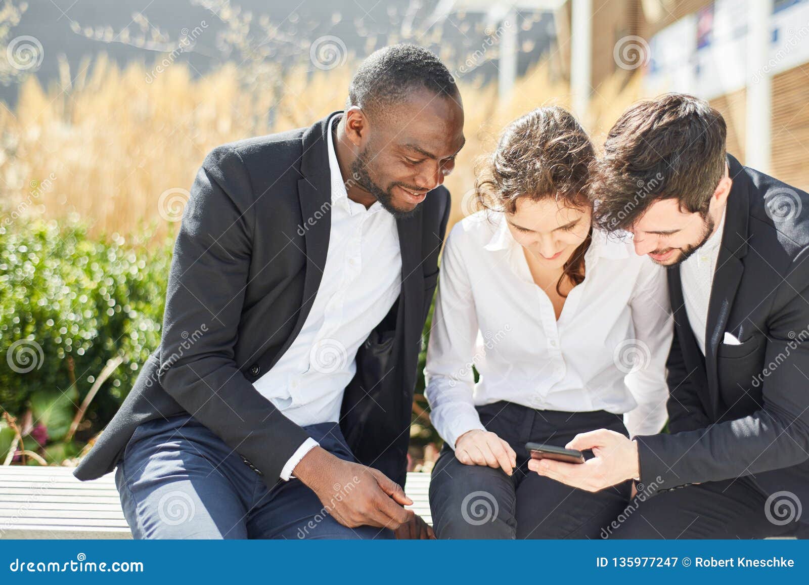 Business People Read a Text Message Stock Image - Image of business ...