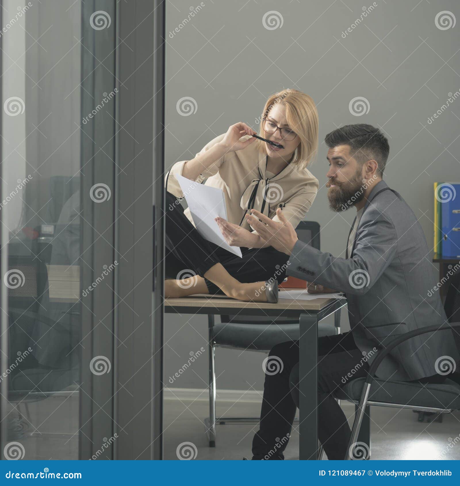 Business People Reading Company Document Together, Paperwork Stock ...