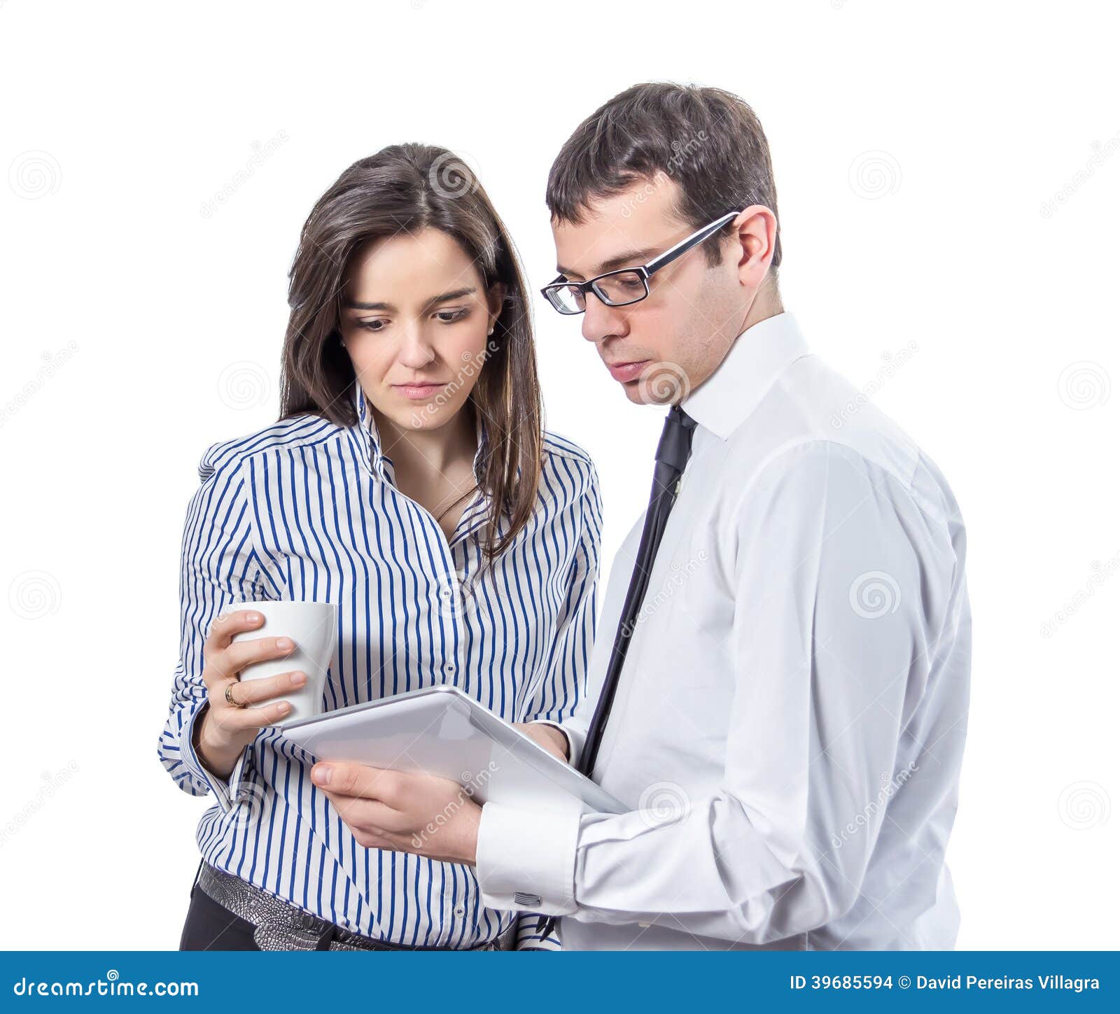 Business People Reading Documents in a Tablet Stock Photo - Image of ...